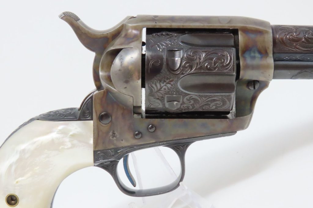 Engraved First Generation Colt Single Action Army Revolver with Pearl Grips 6.26 C&R Antique020 ...