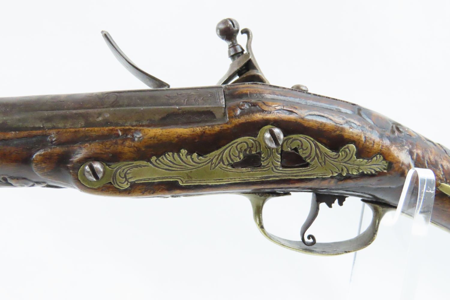 Engraved and Carved Flintlock Pistol 5.8 C&R Antique015 | Ancestry Guns