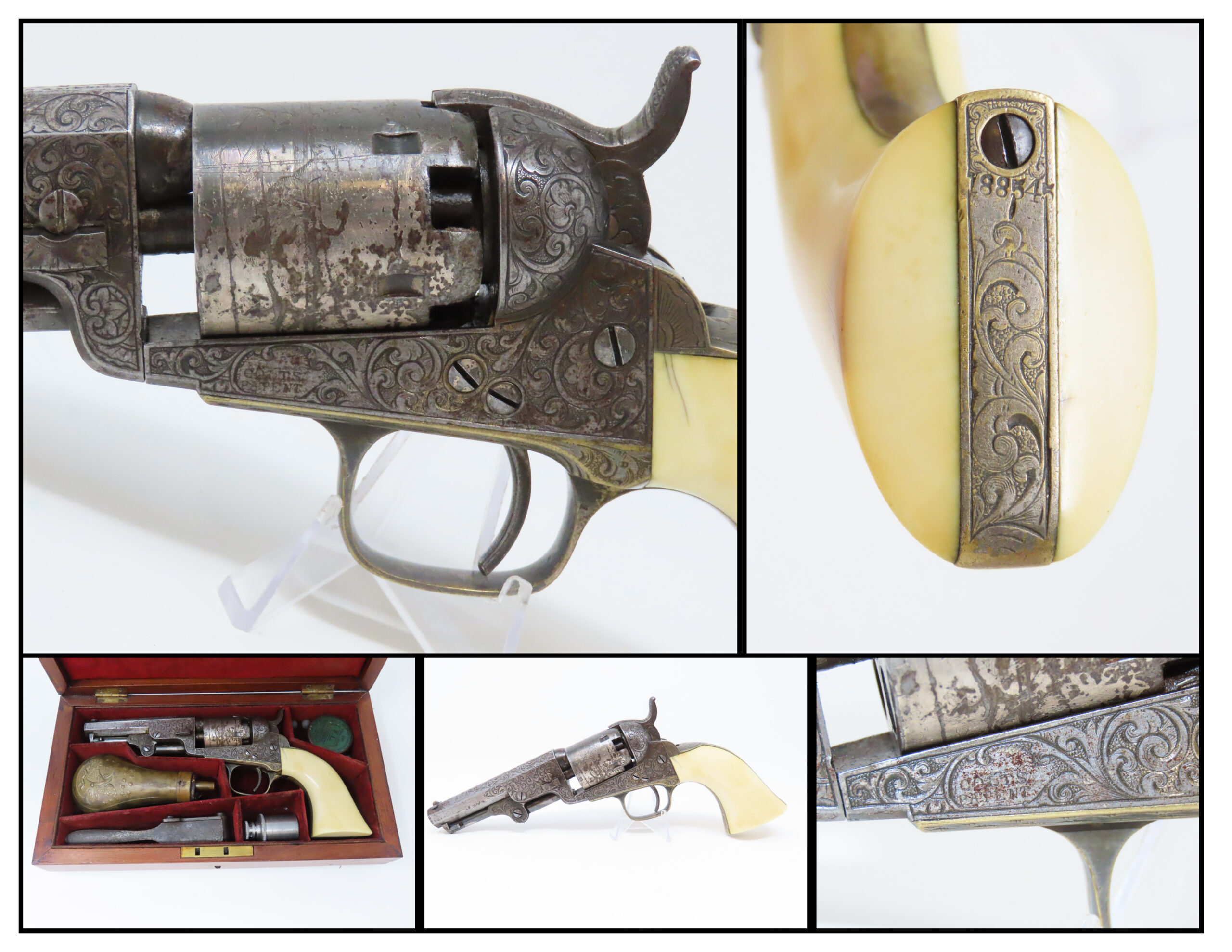 1collage cased factory silver plated colt model 1849 pocket revolver ...