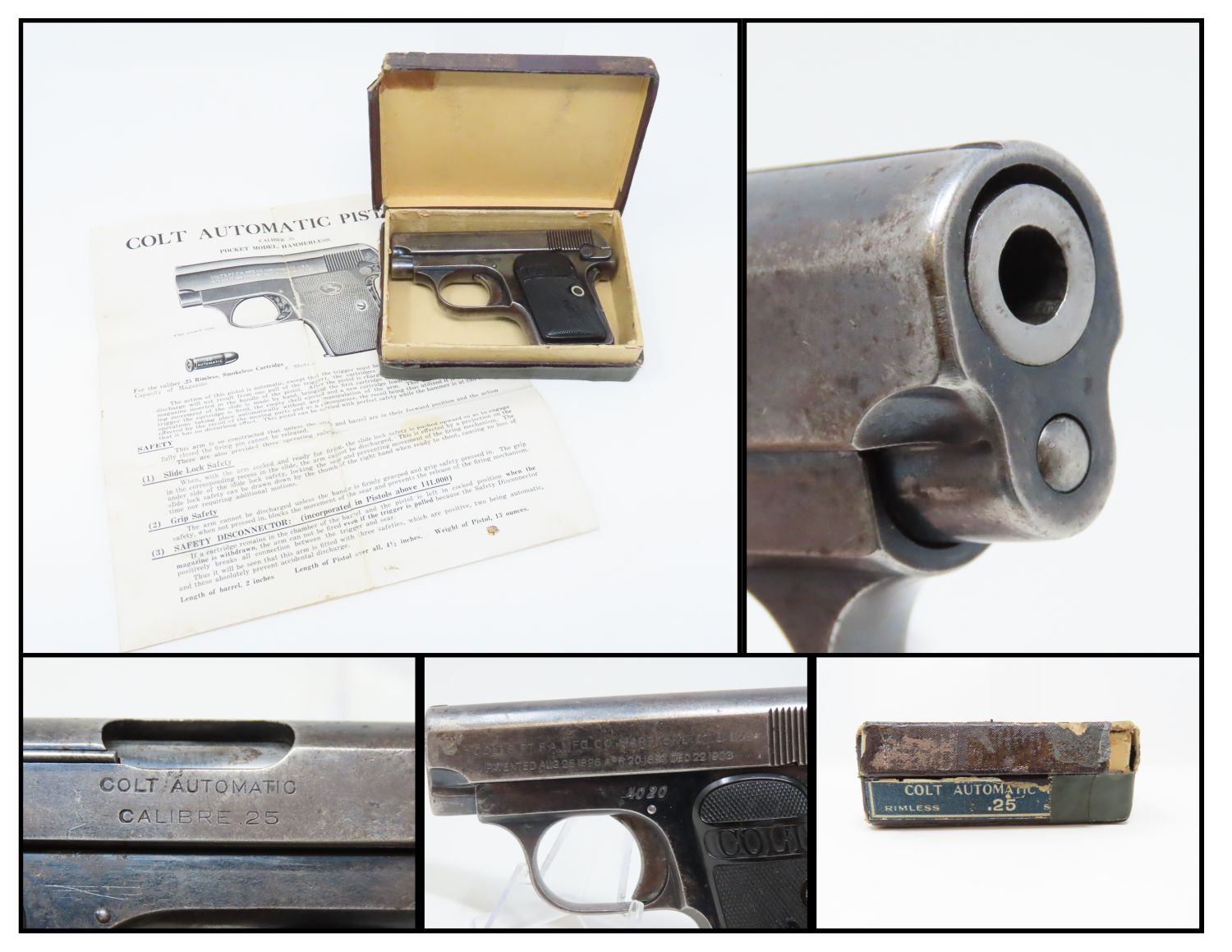 Early Production Colt Model 1908 Vest Pocket Pistol Orginal Box 10.26 C ...