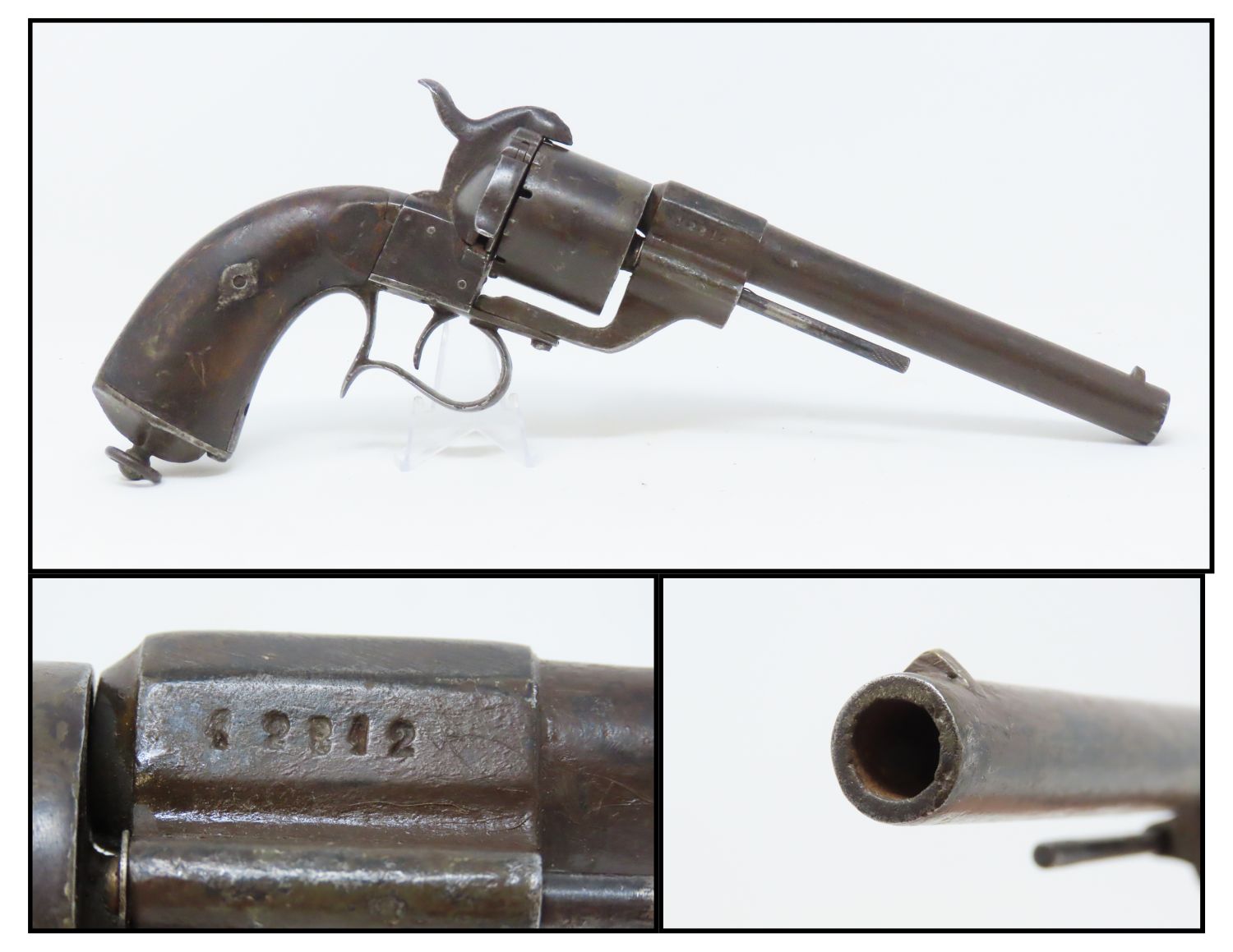 Lefaucheux Model 1854 Pattern Single Action Revolver 12.14 C&R Antique ...