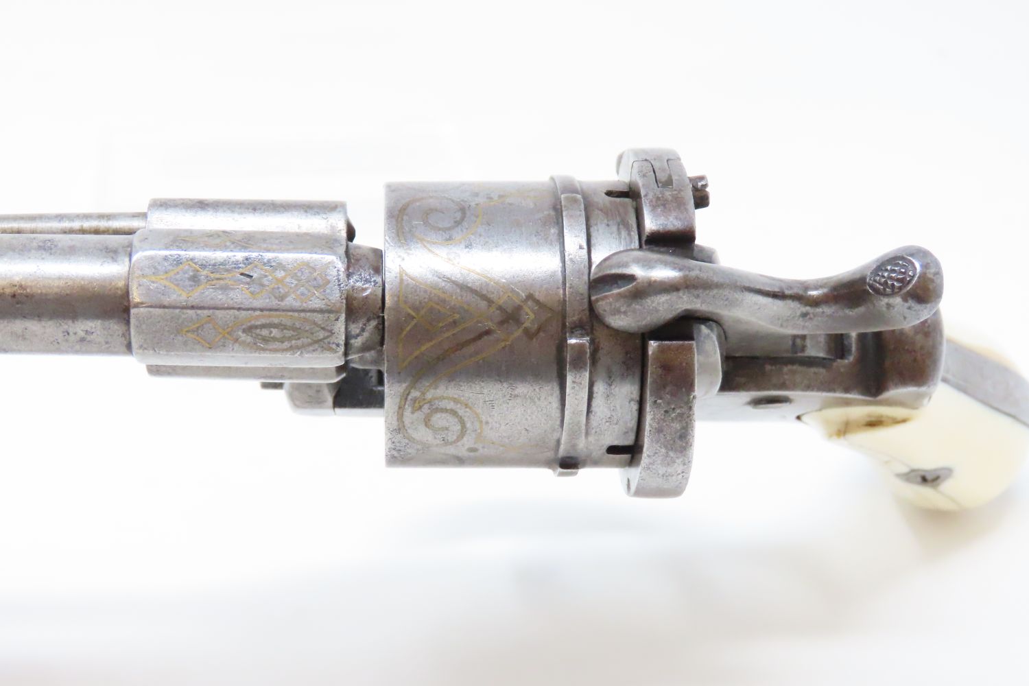 Gold Inlaid European Double Action Revolver 11.9 C&R Antique004 ...