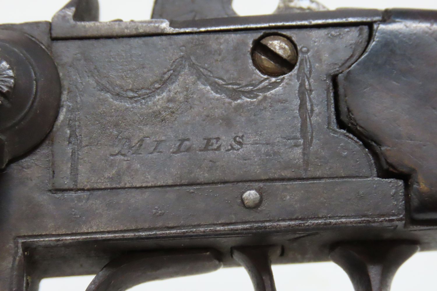 Miles Tap Action Double Barrel Breech Loading Flintlock Pistol 12.14 C ...