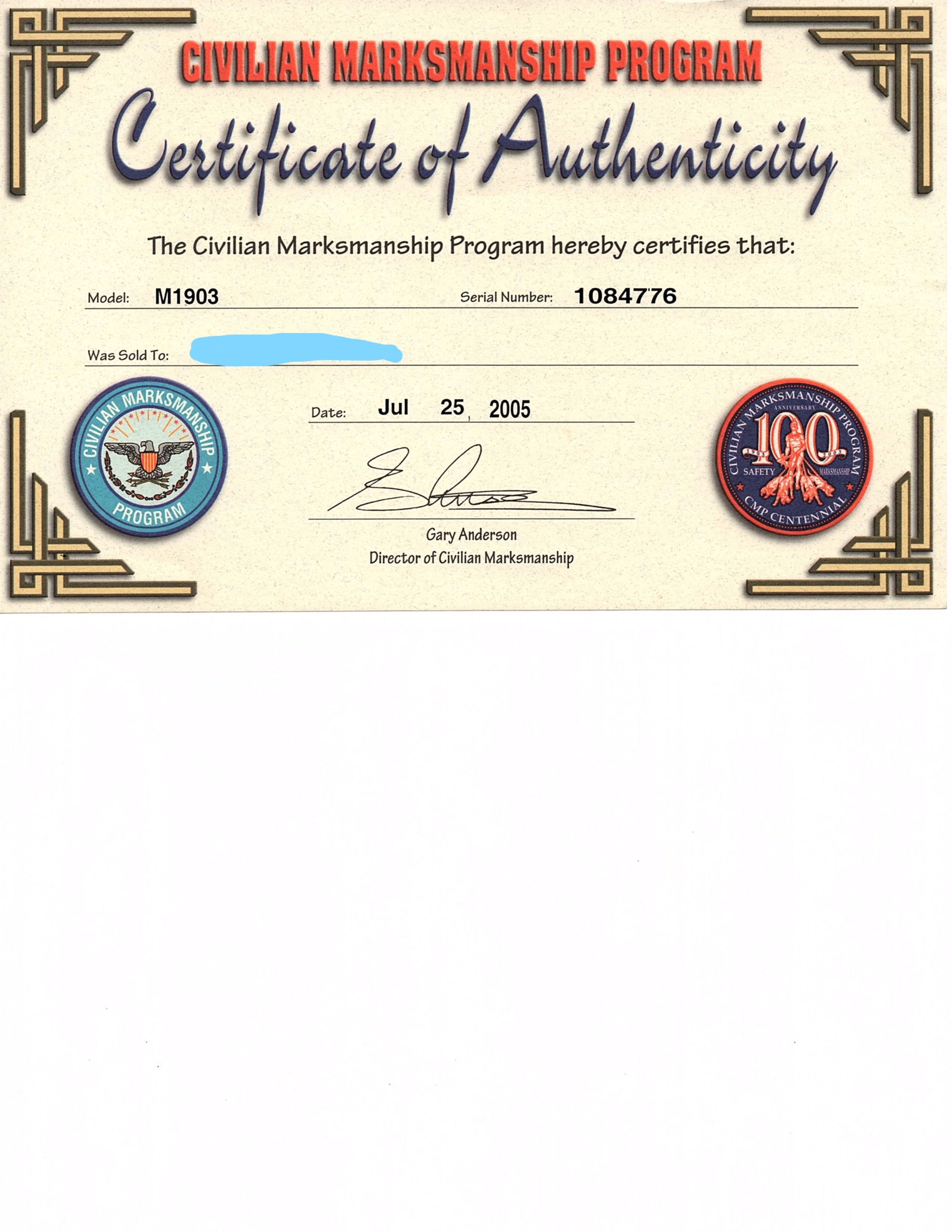 U.S. Military Bolt Action Rifle with CMP Certificate 10.23 C&R ...