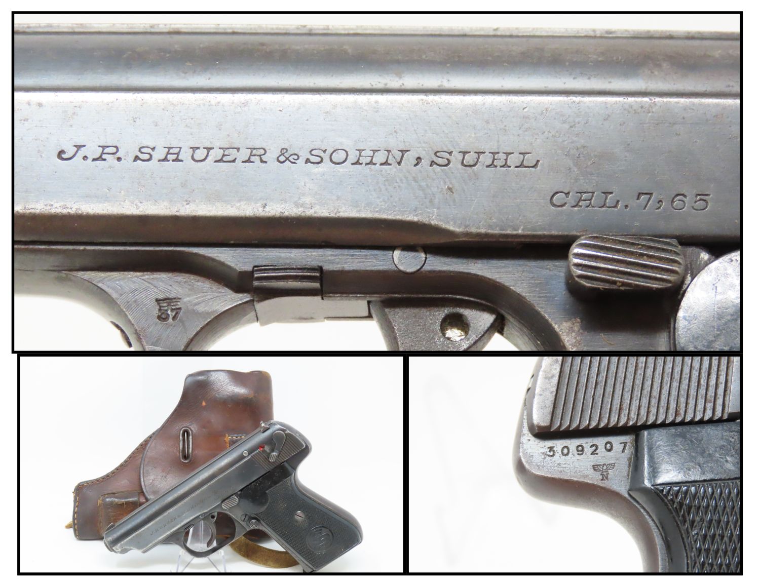 Military Marked J.P. Sauer 7 Son Model 38H Pistol with Holster 12.17 C ...