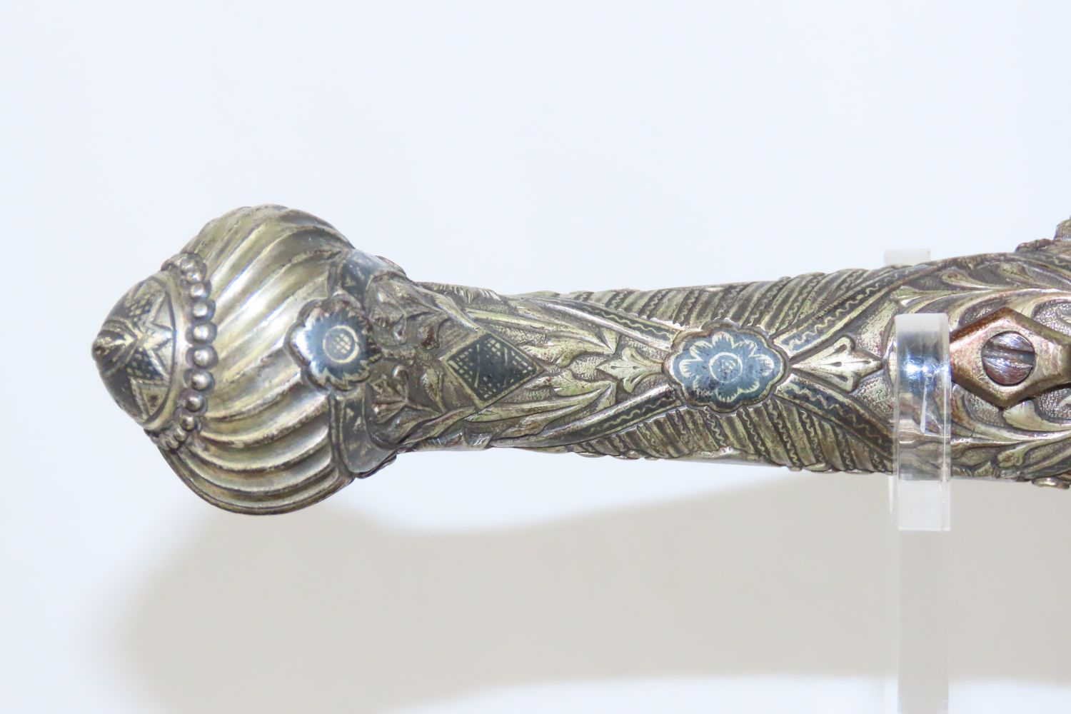 Ornate Mediterranean All Metal Flintlock Pistol with Niello Accents 2.3 ...