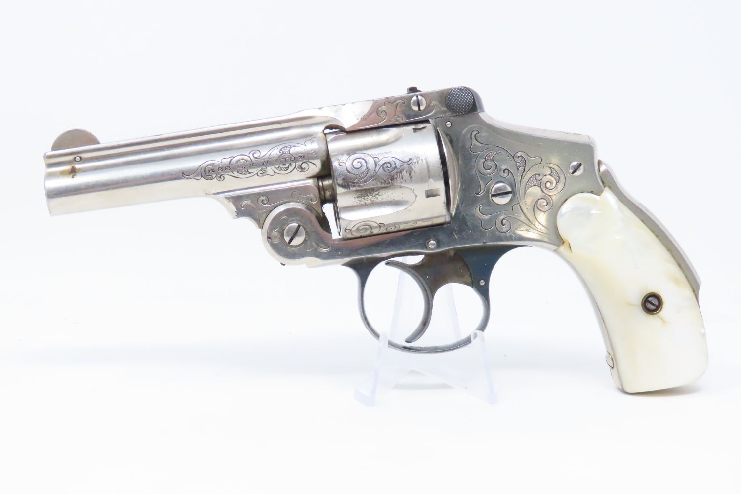 Engraved S&W .38 Safety Hammerless 4th Model Revolver with Pearl Grips ...