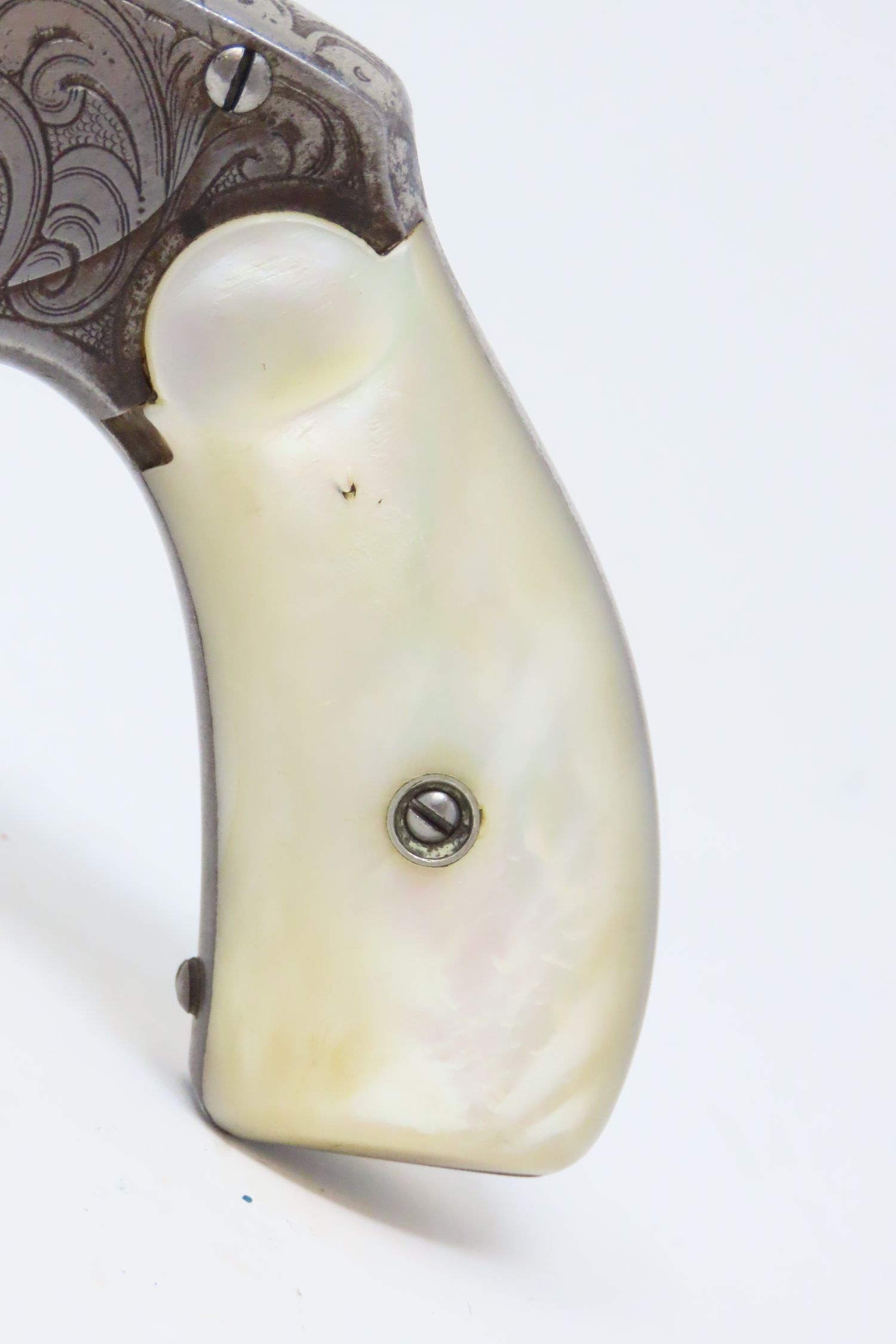 Engraved S&W Single Action 2nd Model Revolver Pearl Grips 12.9 C&R ...