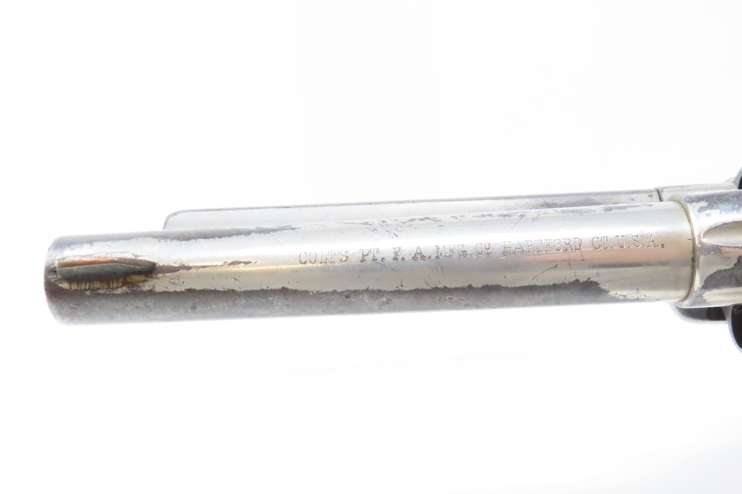 Nickel Plated Colt Black Powder Frame Single Action Army Revolver 5.18. ...