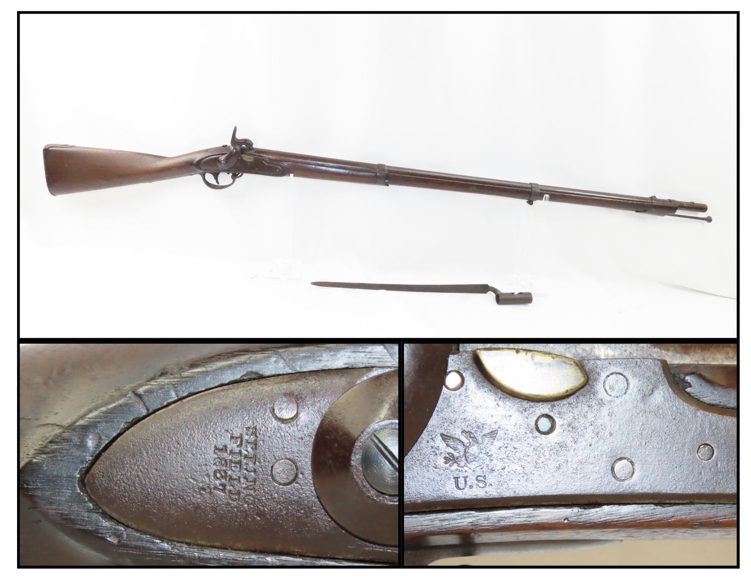 U.S. Springfield Model 1816 Percussion Conversion Musket with Bayonet 7 ...
