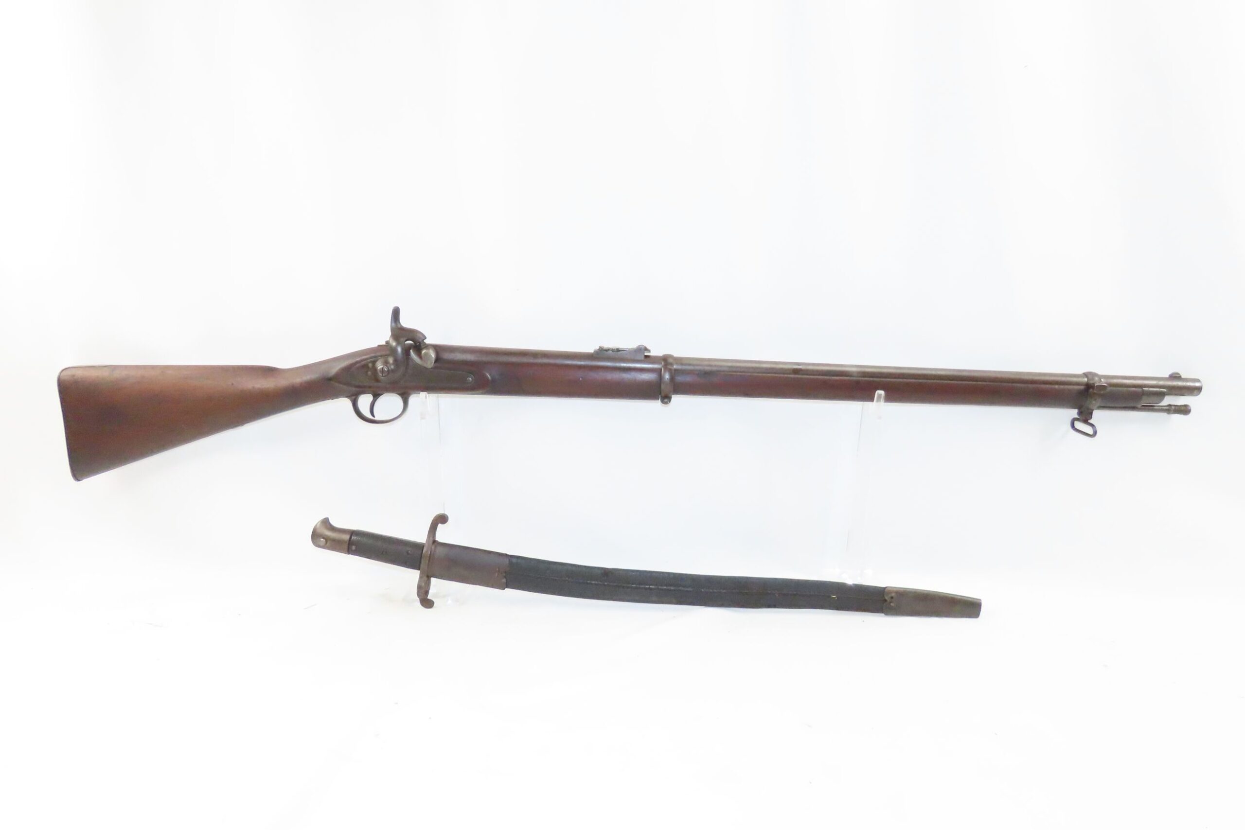 British Pattern 1858 Two Band Enfield Rifle with Bayonet 11.30.21 C ...