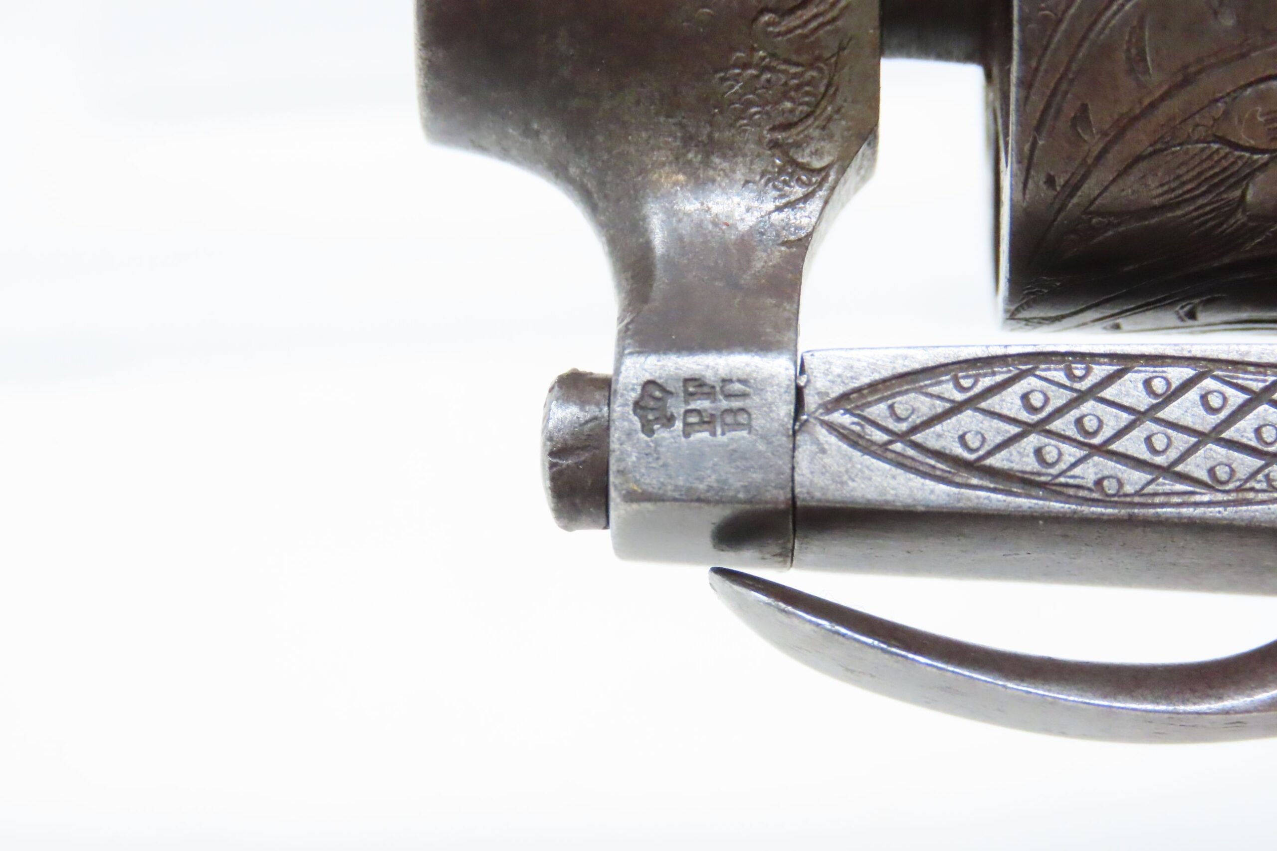 Engraved European Folding Trigger Double Action Pinfire Revolver 12.28. ...