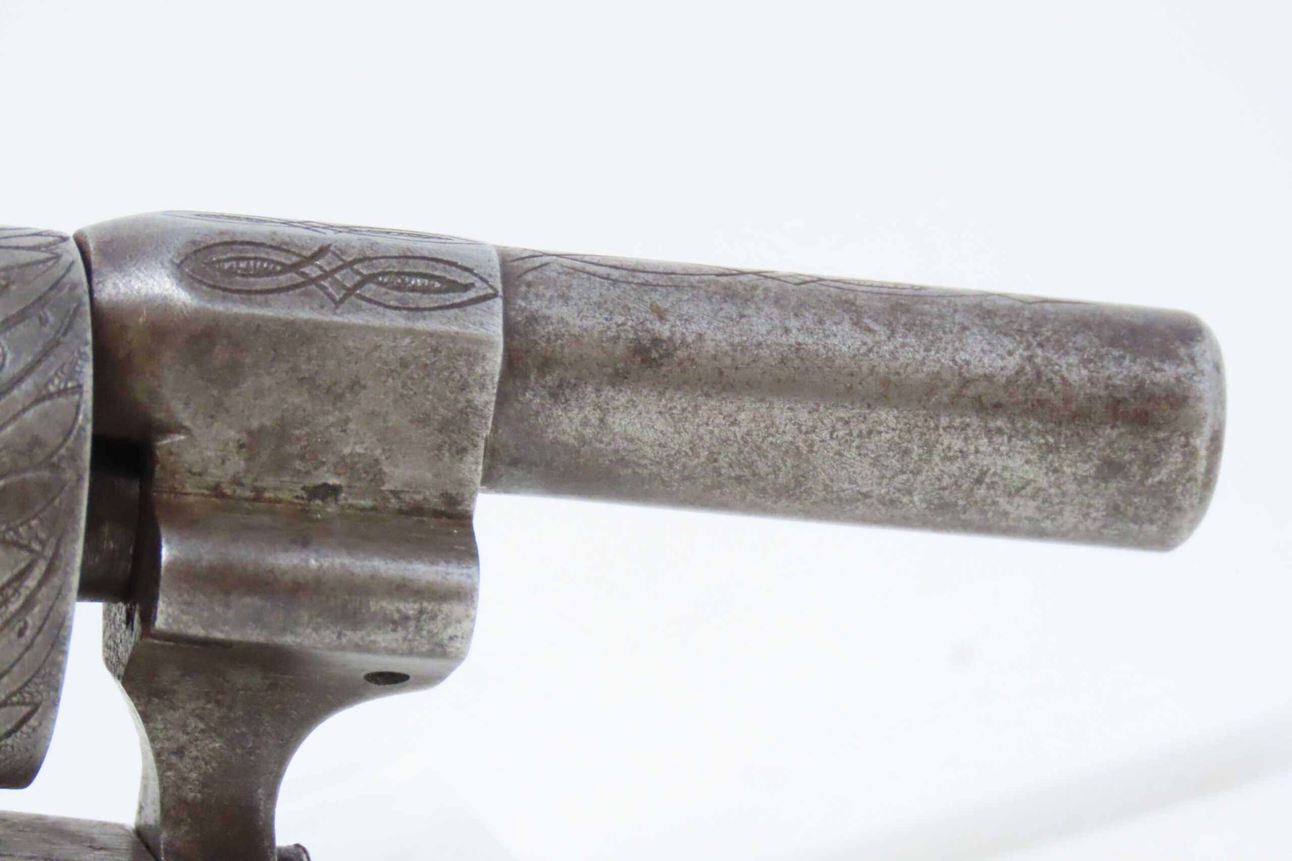 Engraved European Folding Trigger Double Action Pinfire Revolver 12.28. ...