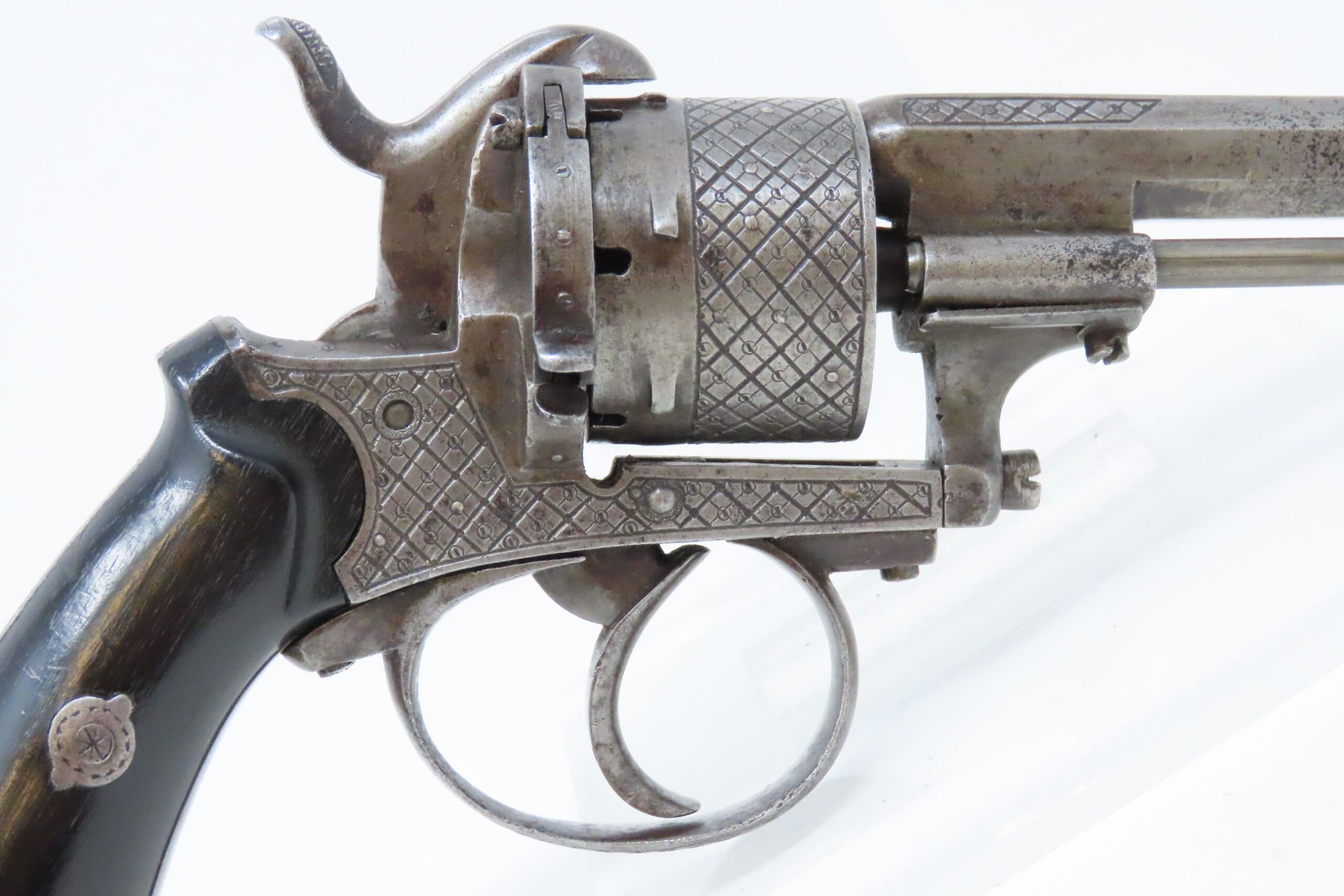 Engraved French Double Action Pinfire Revolver 11.16.21 C&RAntique015 ...