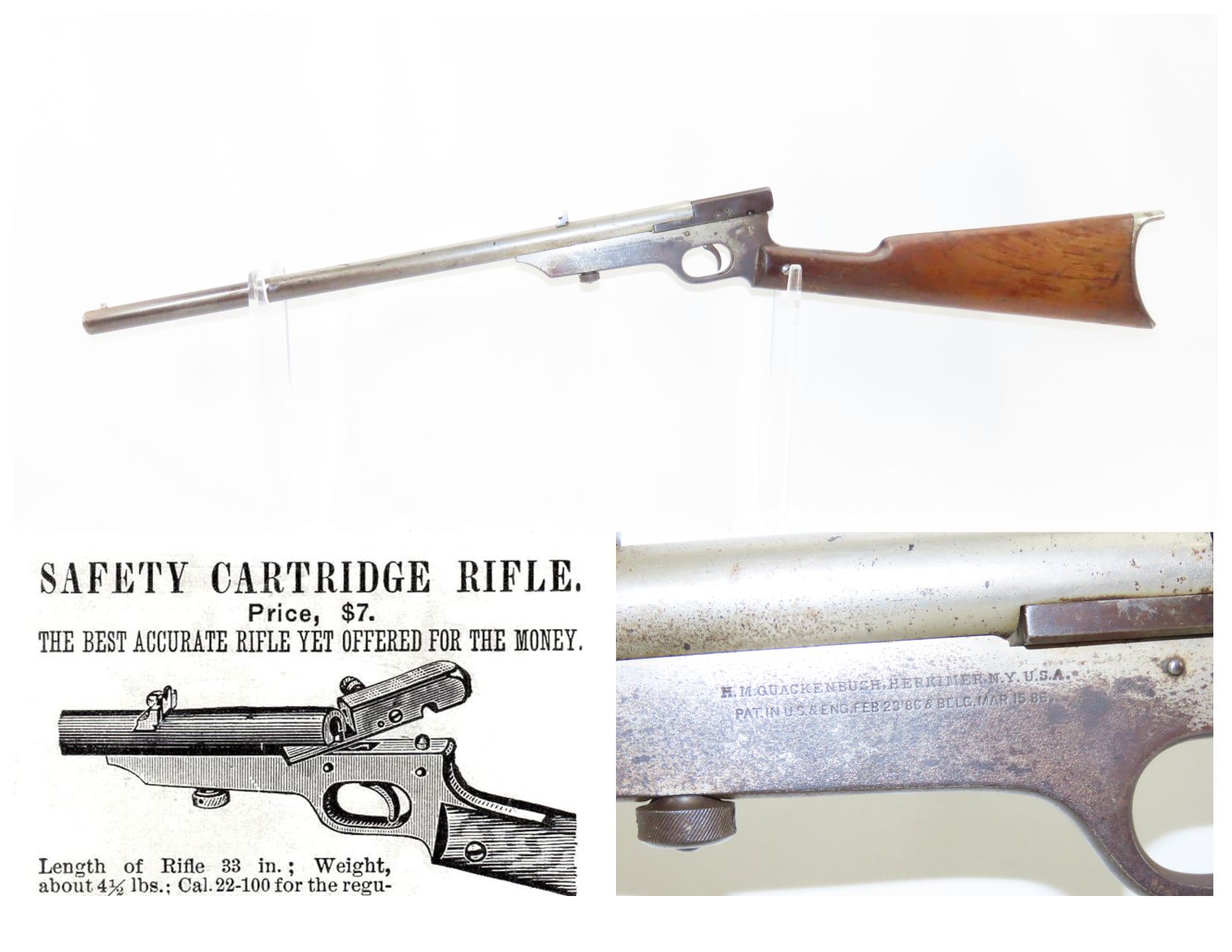Quackenbush Safety Cartridge Rifle 1.3.22 C&RAntique001 | Ancestry Guns