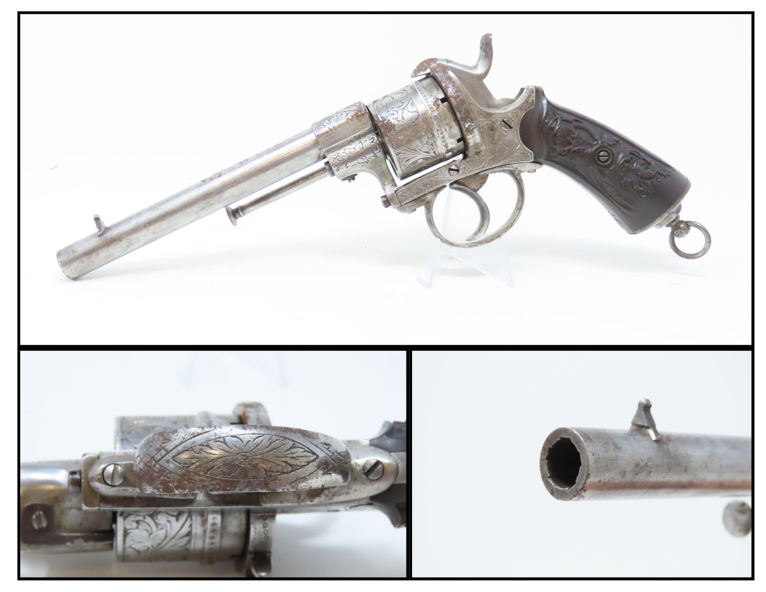 Engraved European Belgian Pinfire Revolver 7.9.21 C&R Antique 001 ...