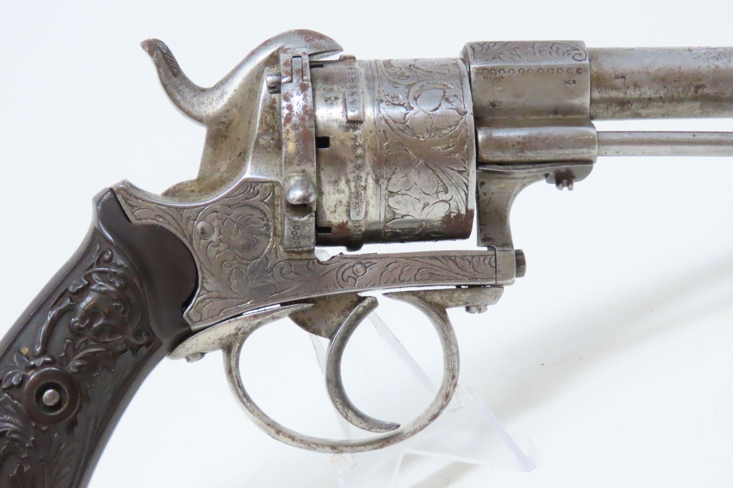 Engraved European Belgian Pinfire Revolver 7.9.21 C&R Antique 015 ...
