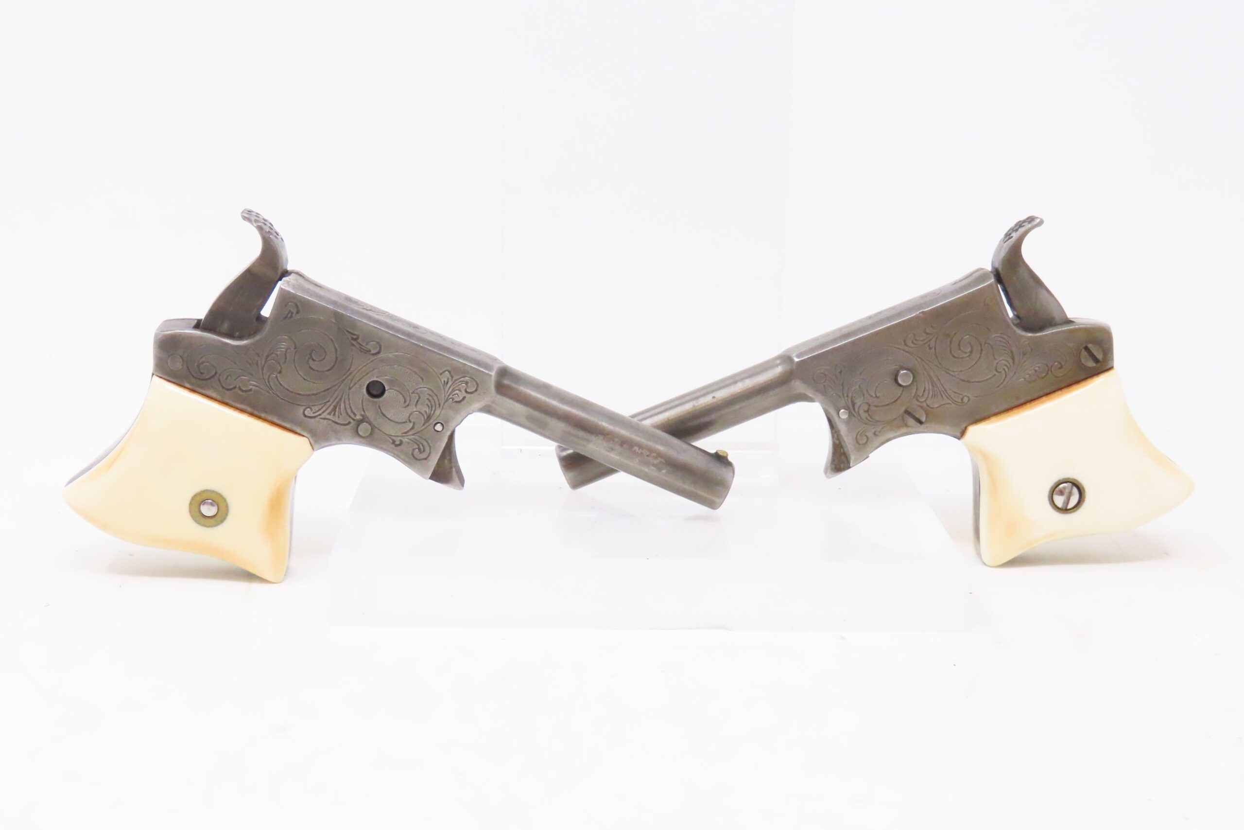 Cased Pair Engraved Remington Vest Pocket Single Shot Pistols 4.22.22 C ...