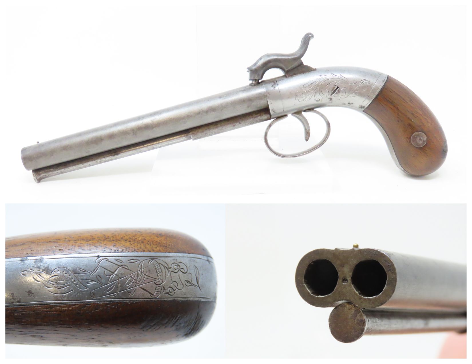Double Barrel Single Trigger PIstol 6.01.22 C&RAntique001 | Ancestry Guns