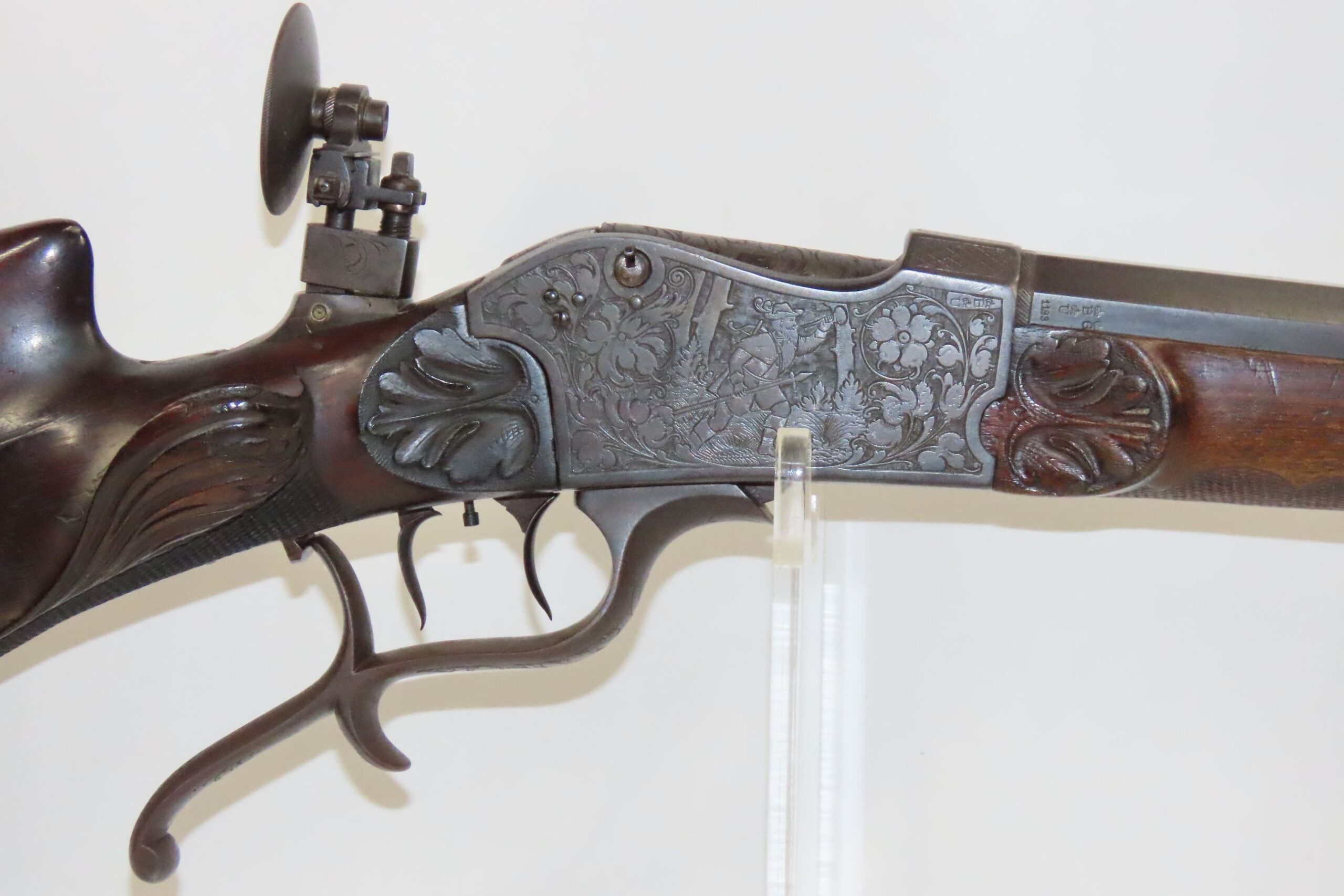 Panel Scene Engraved German Martini Action Zimmerstutzen Rifle with ...