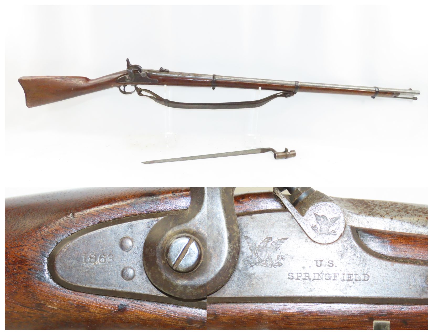 U.S. Springfield Model 1863 Type I Rifle Musket 7.7 C&RAntique001 ...
