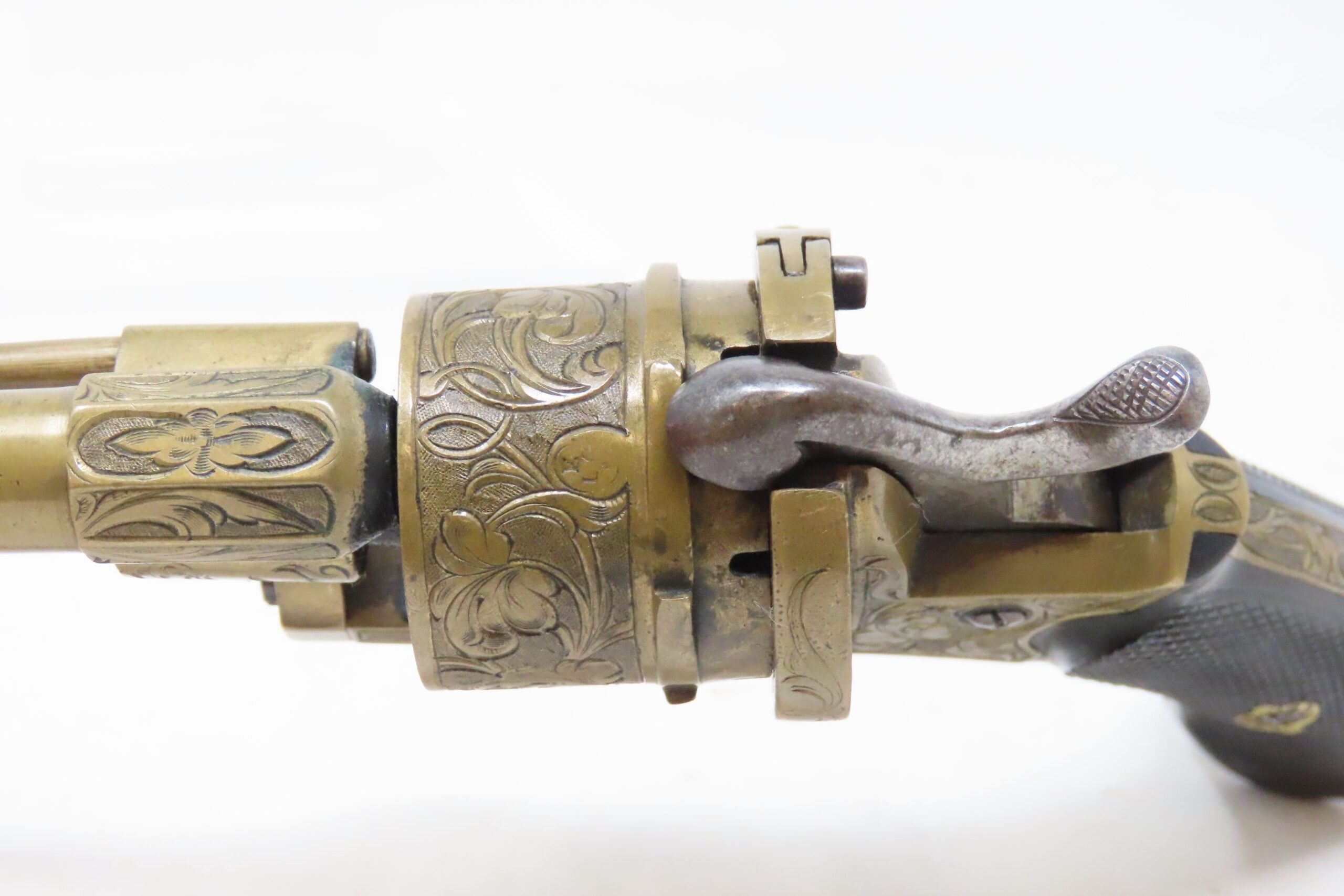 Engraved French Folding Trigger PInfire Double Action Revolver 6.10 C ...