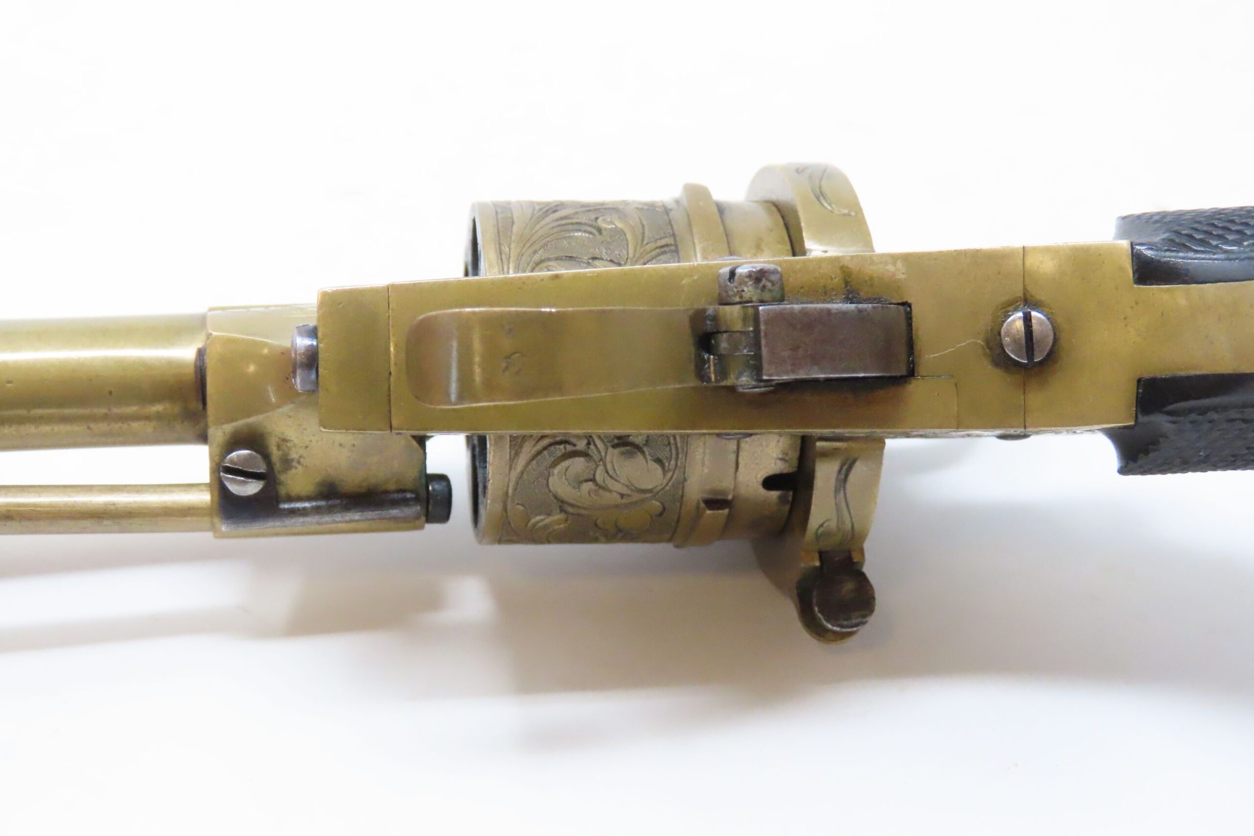 Engraved French Folding Trigger PInfire Double Action Revolver 6.10 C ...