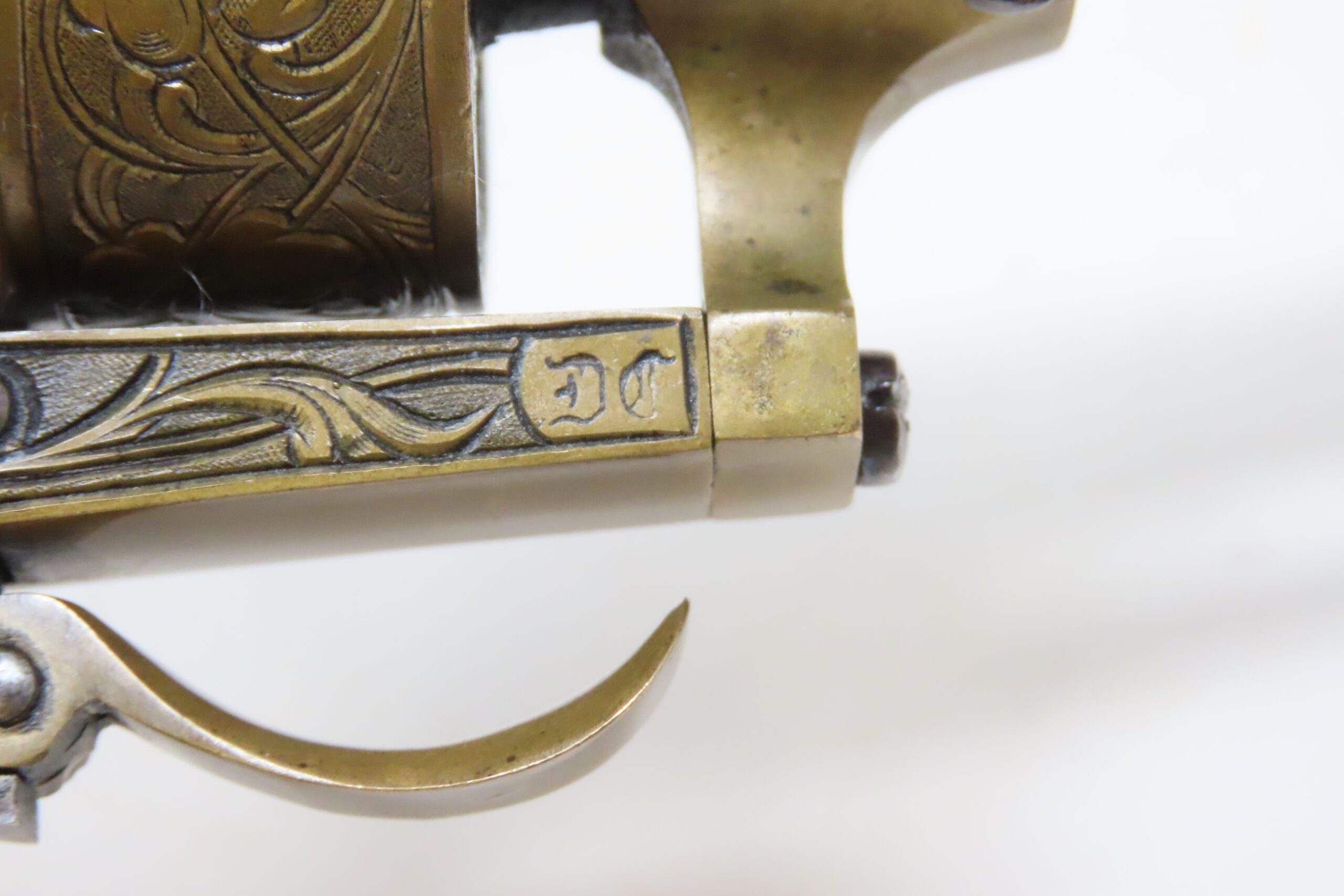 Engraved French Folding Trigger PInfire Double Action Revolver 6.10 C ...