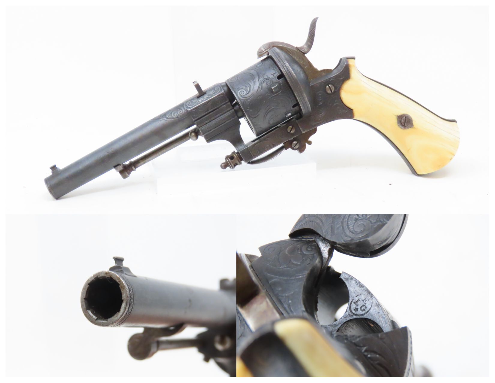 Liege Proofed Folding Trigger Pinfire Double Action Revolver 8.24 C ...