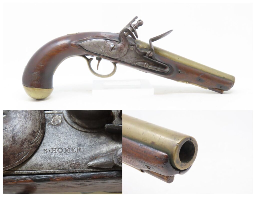 B. Homer Brass Barreled American Flintlock Pistol 8.25 C&RAntique001 ...