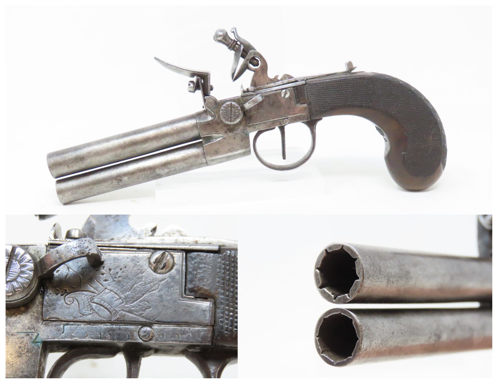 Double Barrel Flintlock Pistol