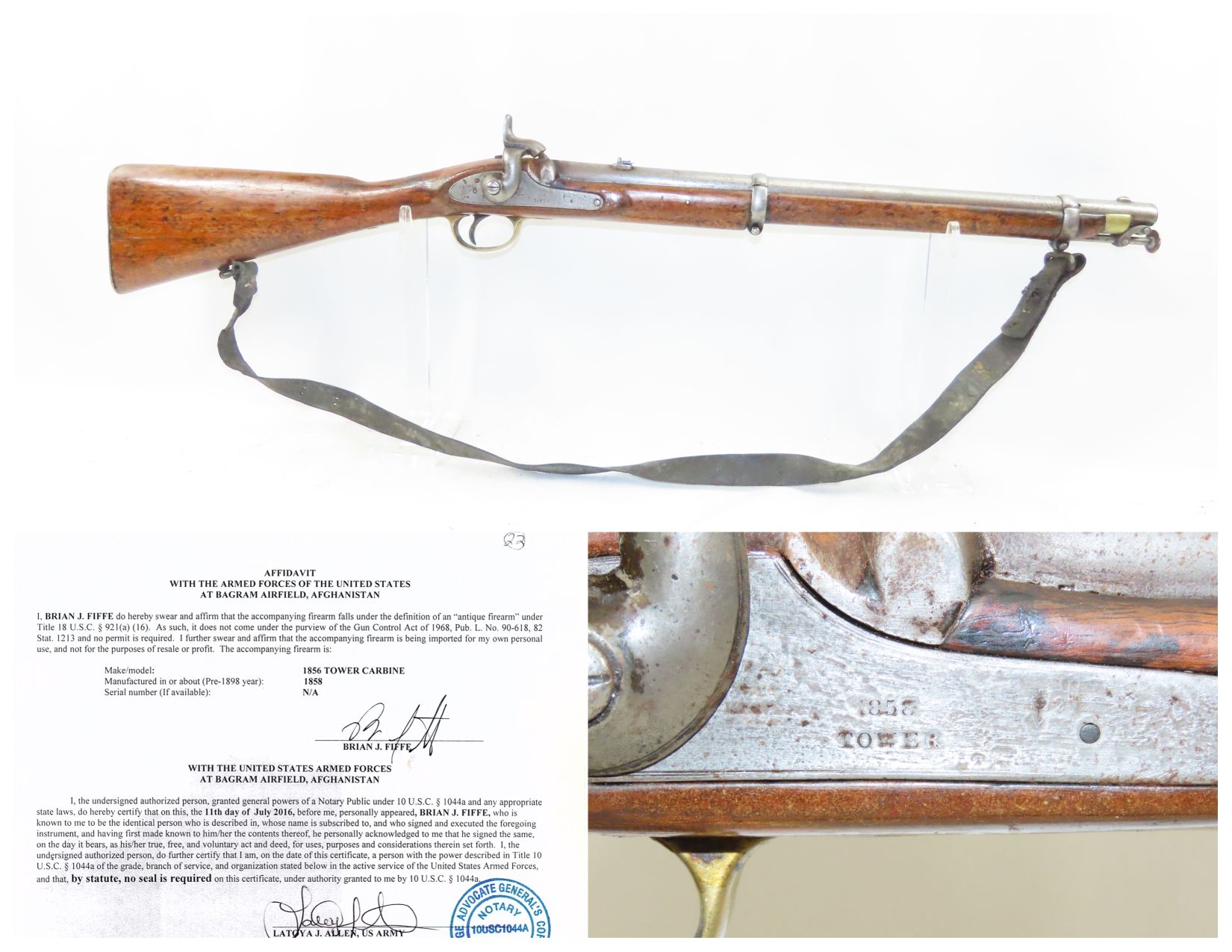 Tower Pattern 1856 Smoothbored Cavalry Carbine with Afghanistan Bring ...