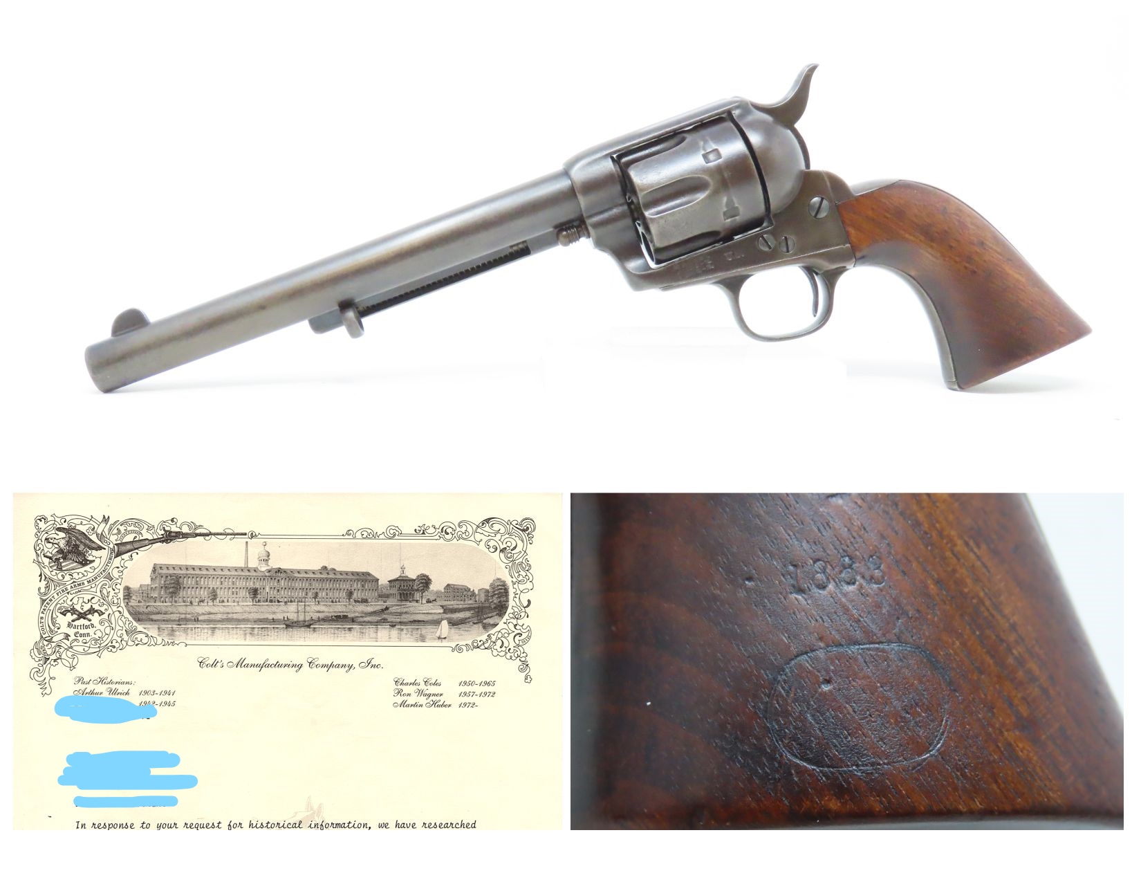 U.S. Colt Cavalry Model Single Action Revolver with Factory Letter 1.20 ...