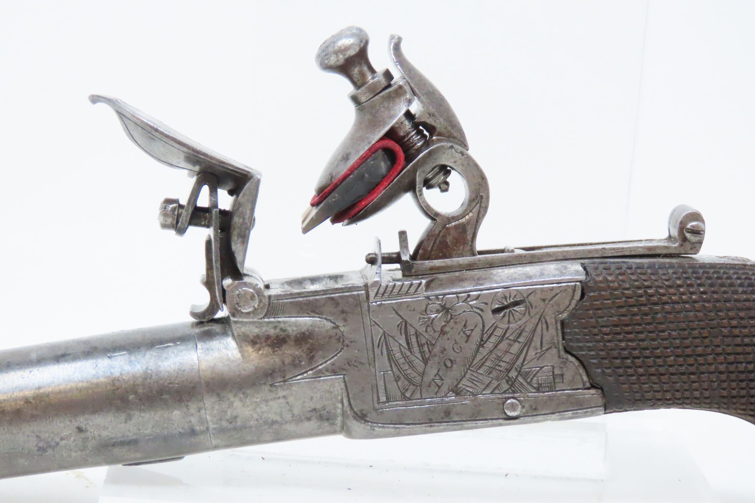 Pair of Engraved Nock Marked Boxlock Flintlock Pocket Pistols 8.18 C ...