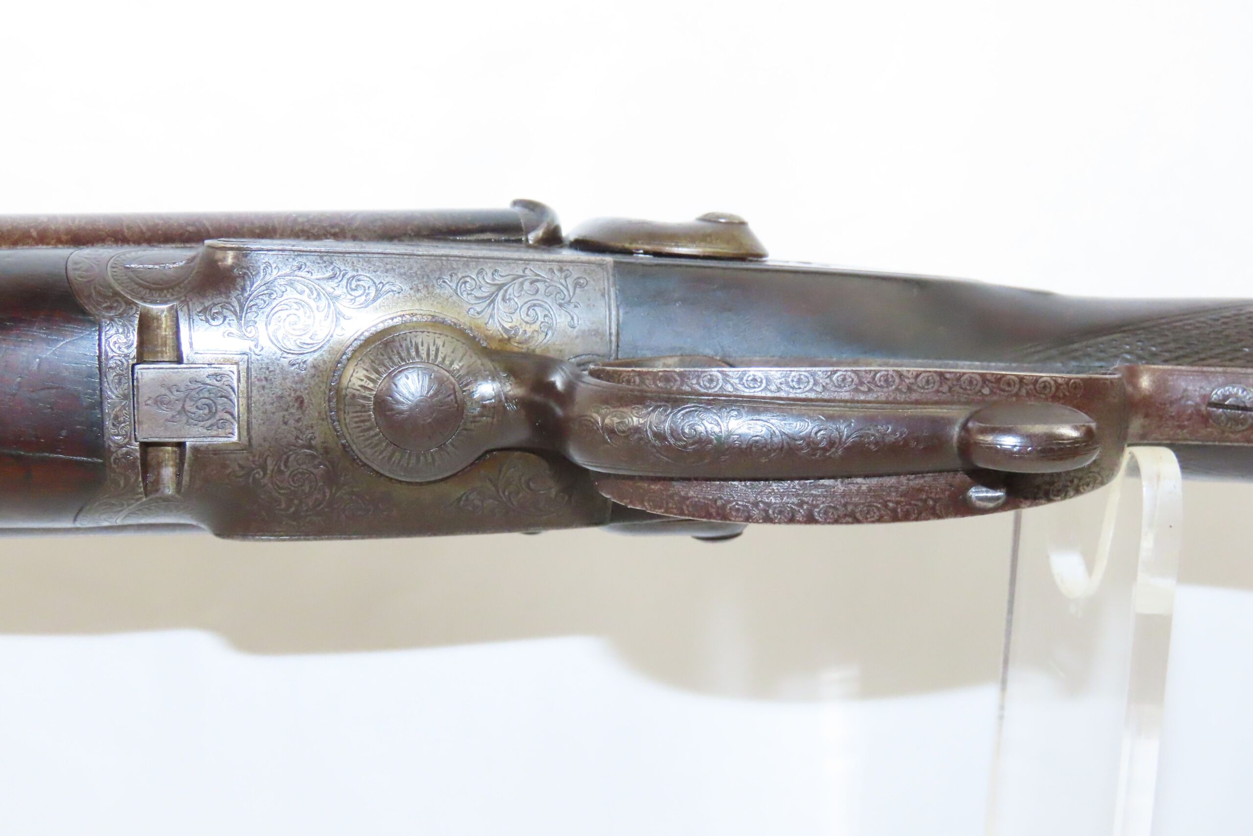 Engraved Thomas Boss 12 Bore Pinfire Double barrel Rotary Underlever ...