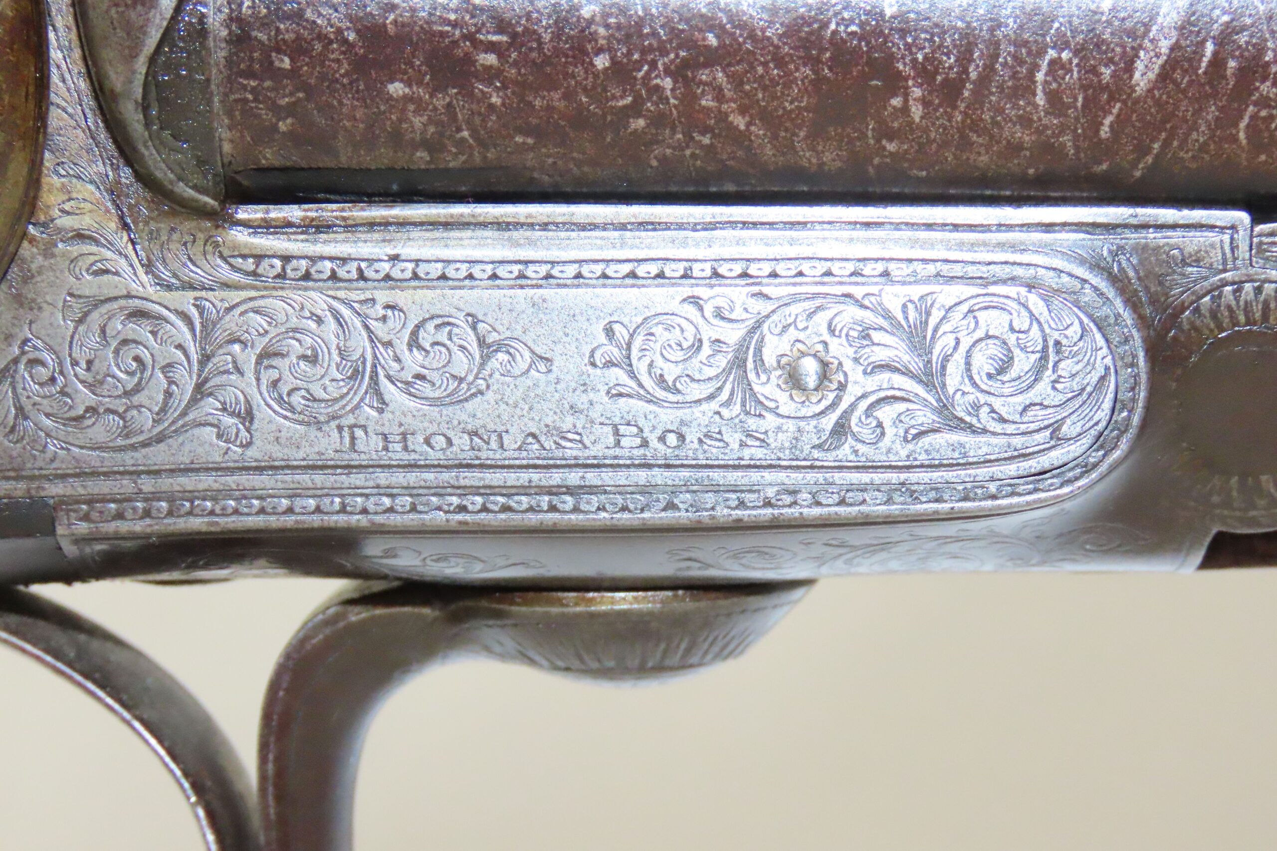 Engraved Thomas Boss 12 Bore Pinfire Double barrel Rotary Underlever ...