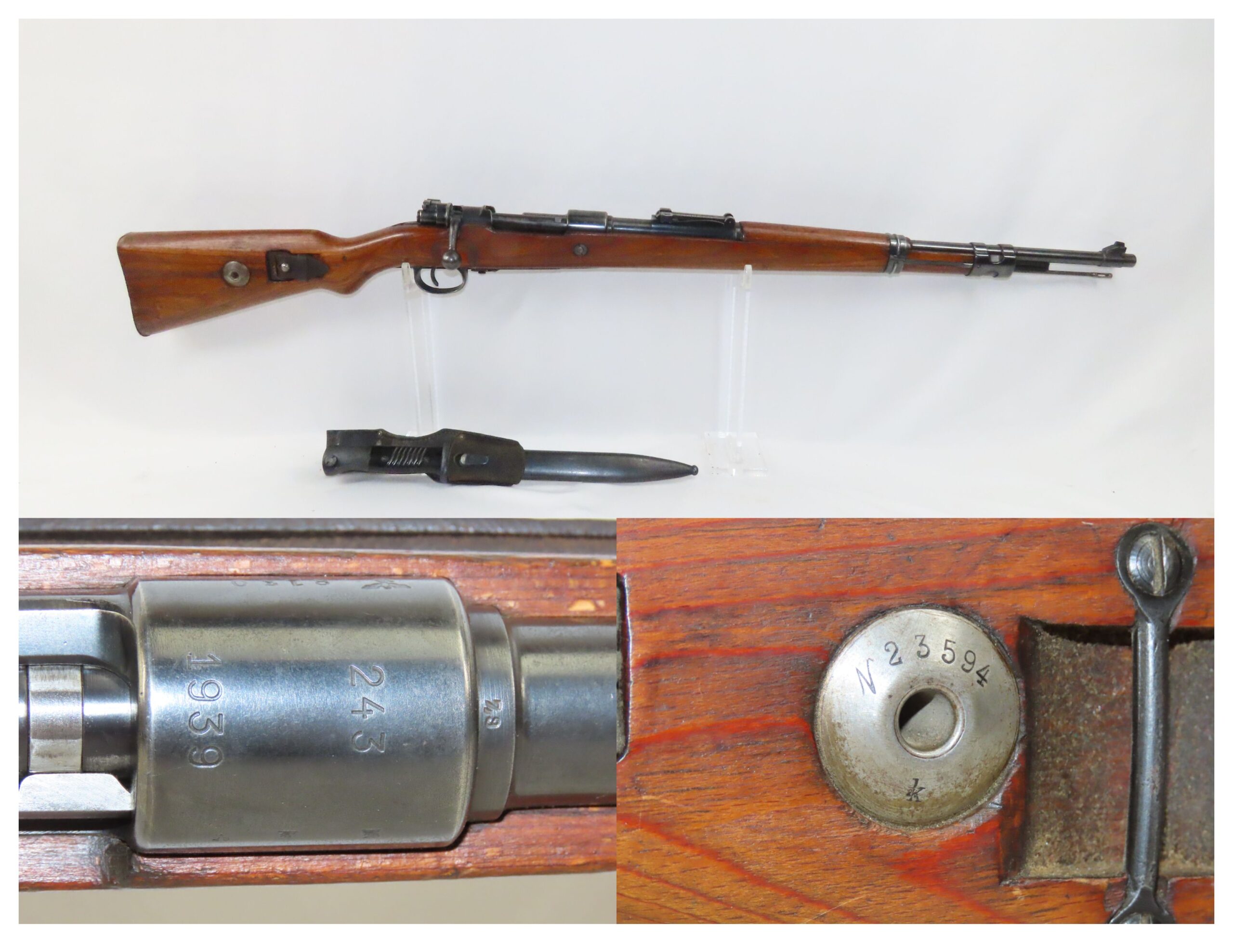 German Mauser 243 1939 Code 98K Rifle with Bayonet 1.5 C&RAntique001 ...