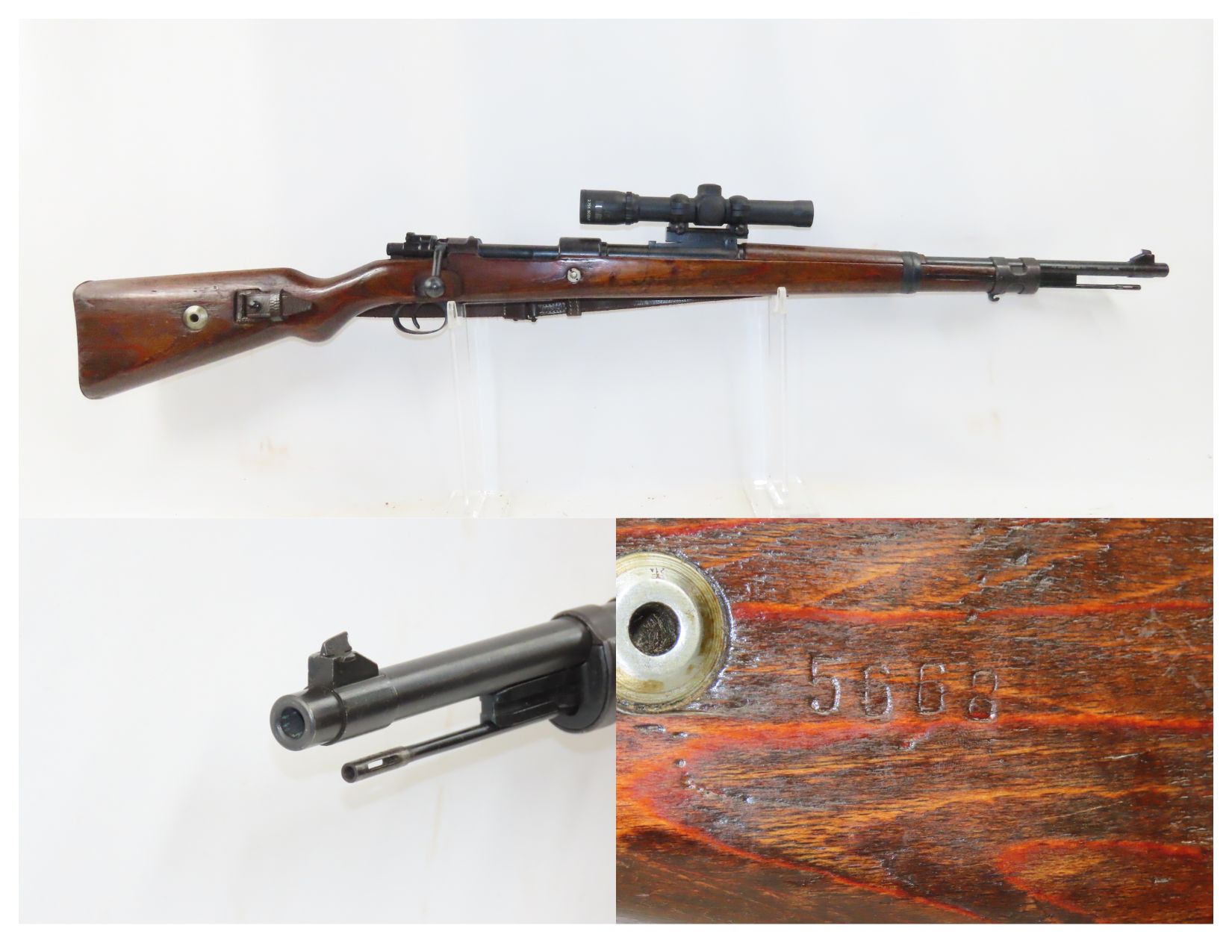German Mauser 243 1939 Code Model 98 Rifle with Scope 12.9 C ...