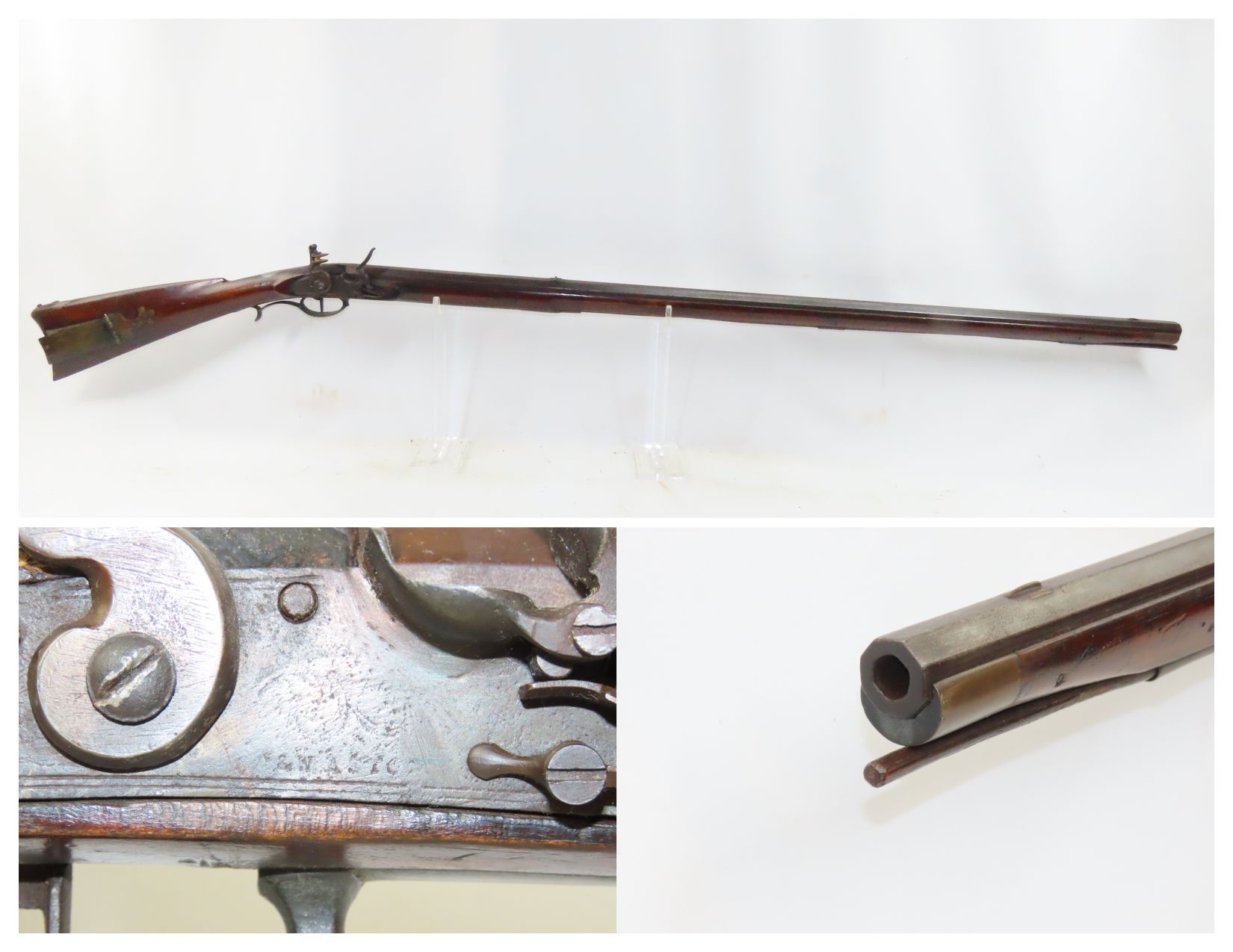 Smoothbore Flintlock American Long Rifle 12.6 C&RAntique001 | Ancestry Guns