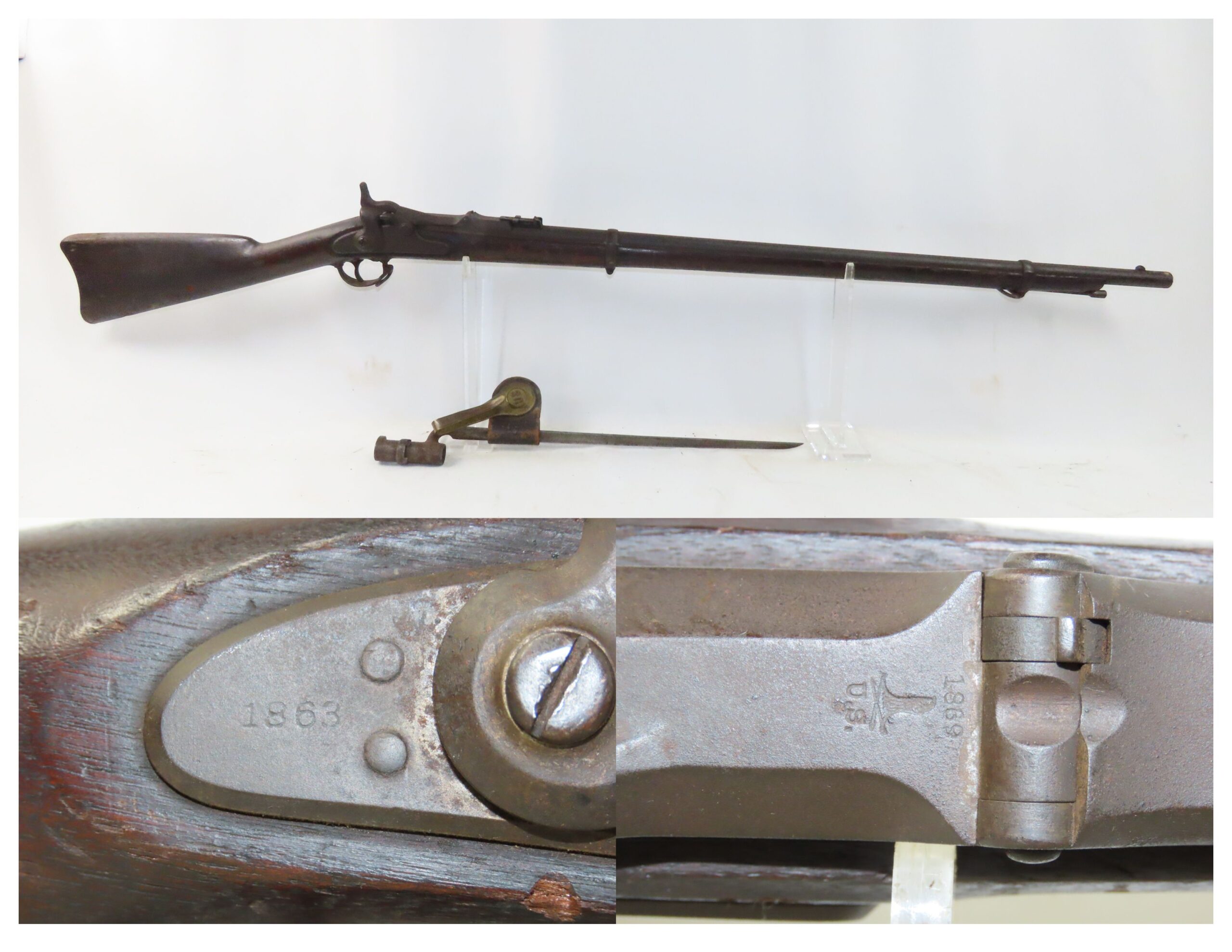 Springfield Model 1868 Rifle with Bayonet 12.30 C&RAntique001 ...