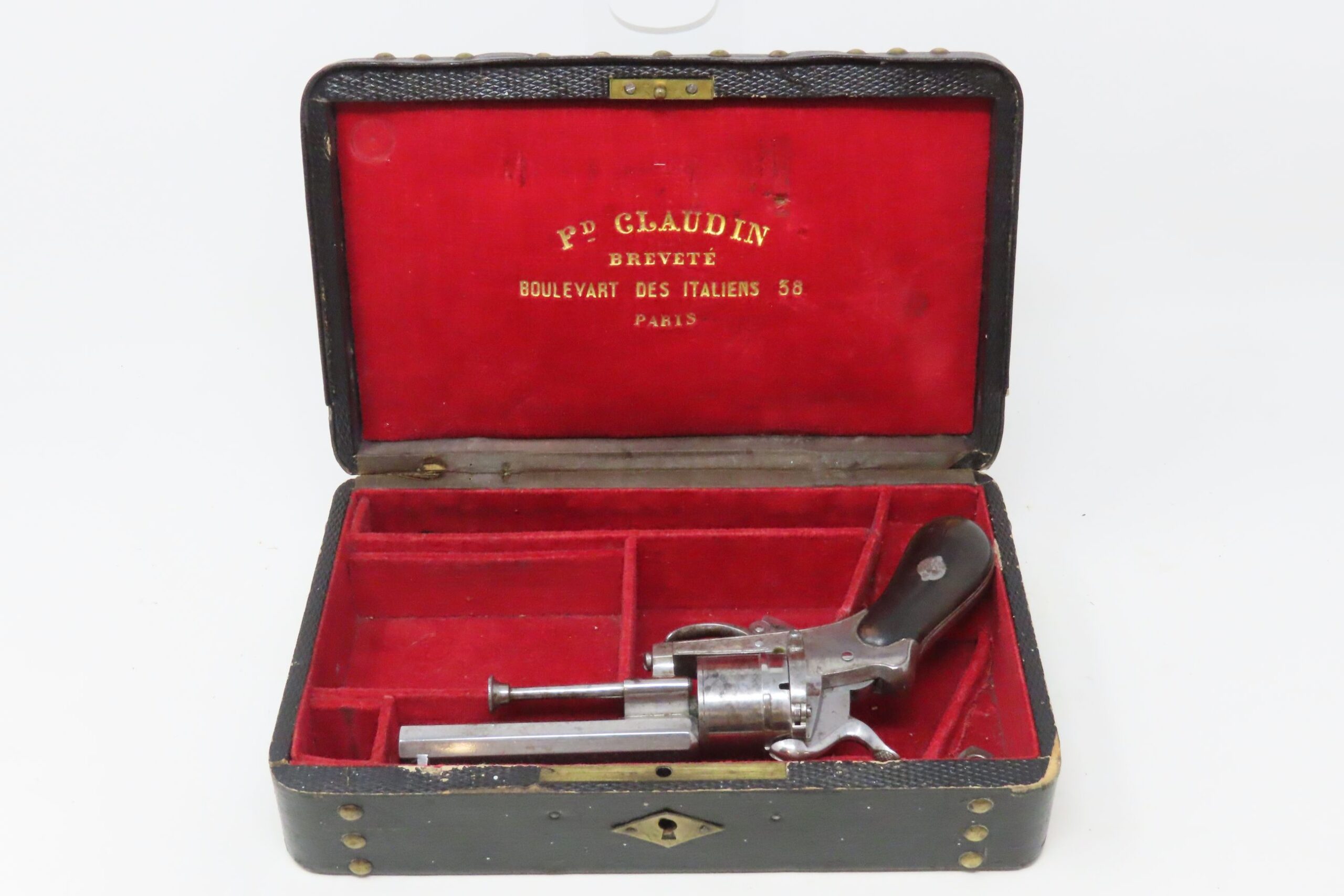 Cased ferdinand Claudin Brevete Folding Trigger Double Action Pinfire ...