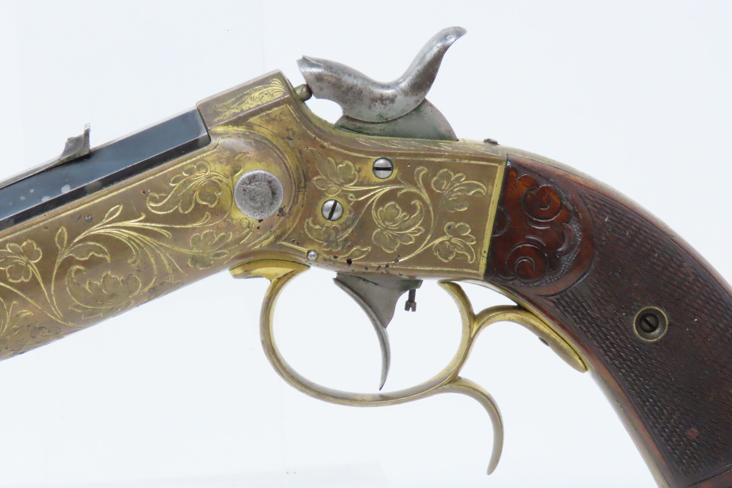 Engraved Gilt German Proofed Flobert Style Single Shot Parlor Pistol 1. ...