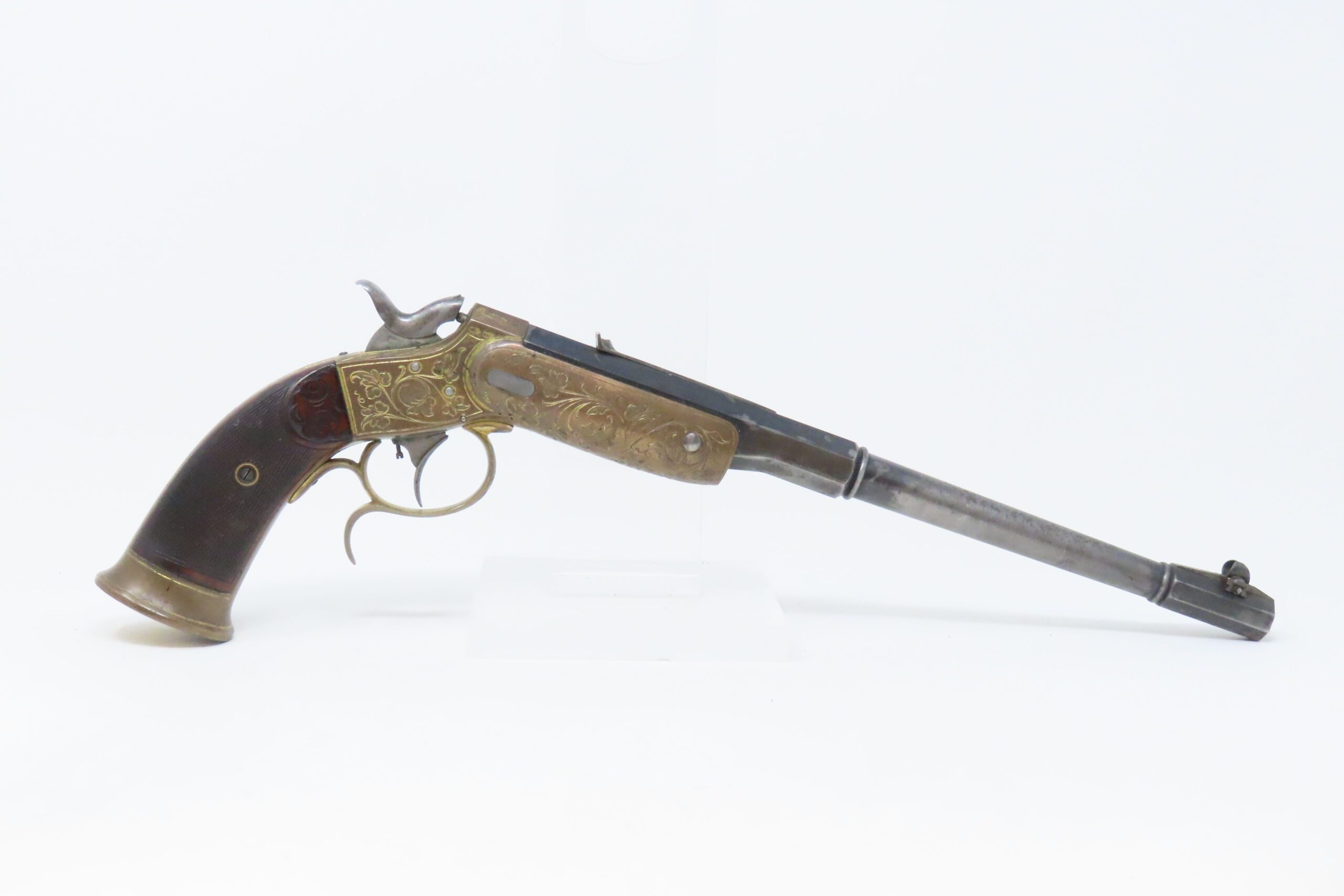 Engraved Gilt German Proofed Flobert Style Single Shot Parlor Pistol 1. ...