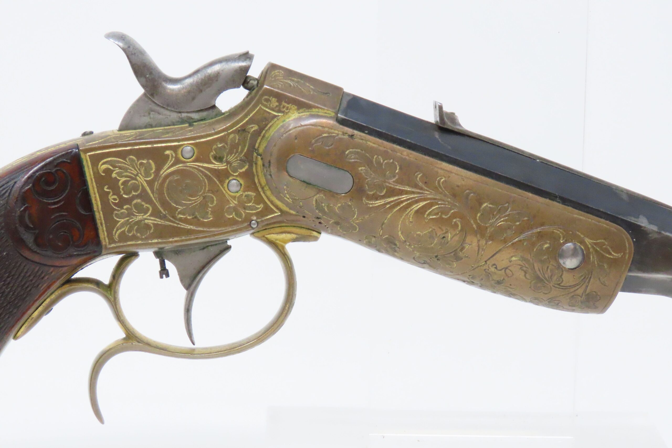 Engraved Gilt German Proofed Flobert Style Single Shot Parlor Pistol 1. ...