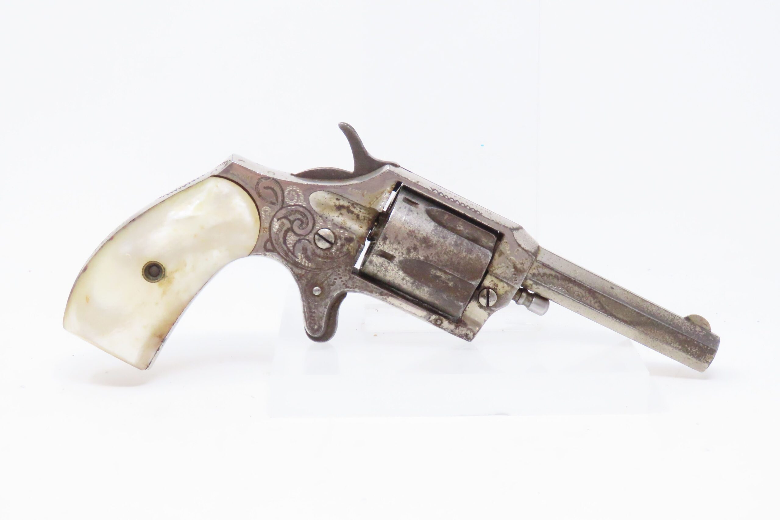 Engraved Lee Arms Co. Red Jacket No. 4 Revolver with Pearl Grips 1.24 C ...