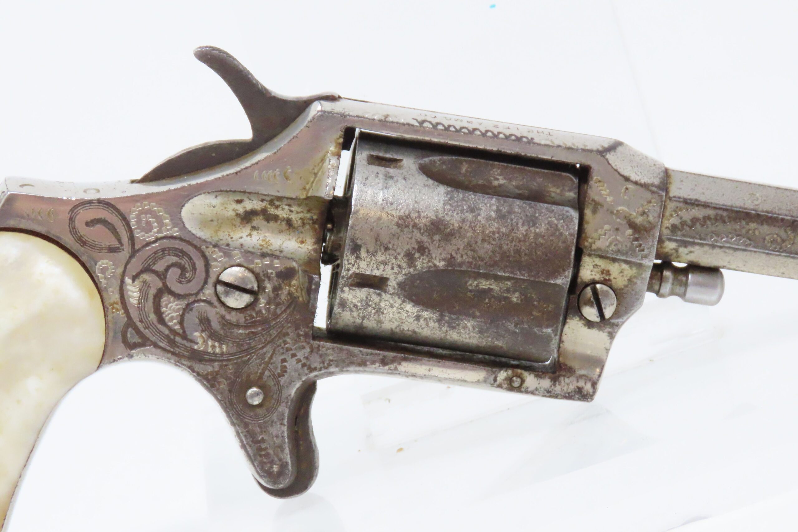 Engraved Lee Arms Co. Red Jacket No. 4 Revolver with Pearl Grips 1.24 C ...
