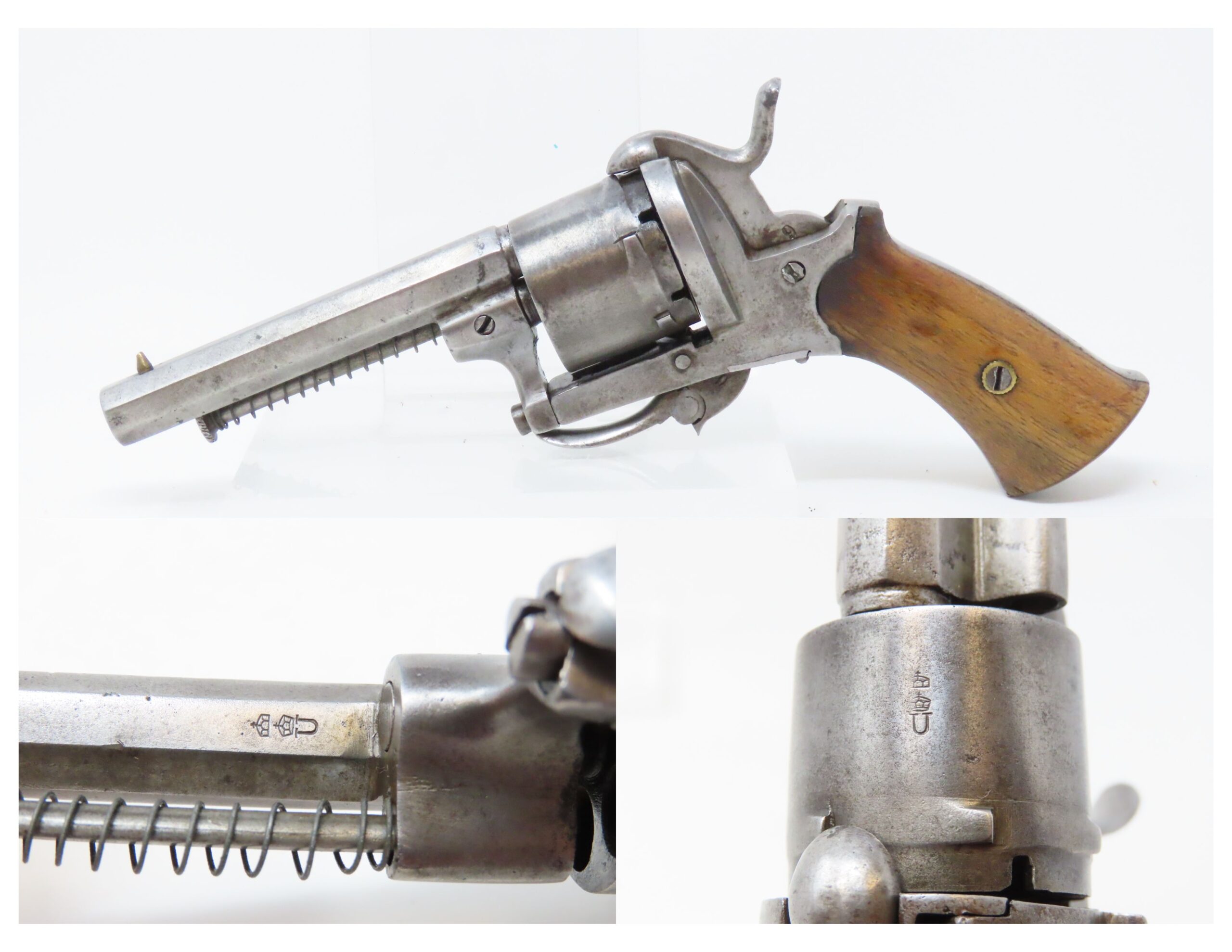 European Folding Trigger Double Action Pinfire Revolver 1.17 C ...