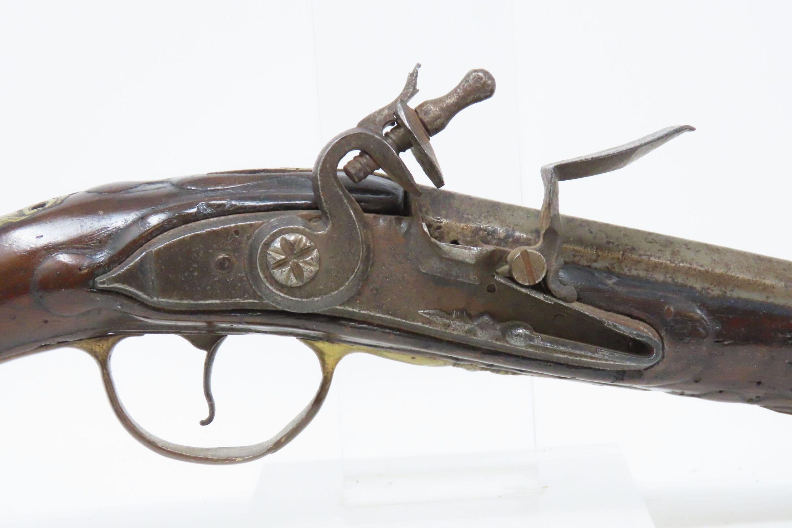 18th Century GERMANIC FLINTLOCK Belt Pistol 65 Caliber Antique Carved ...