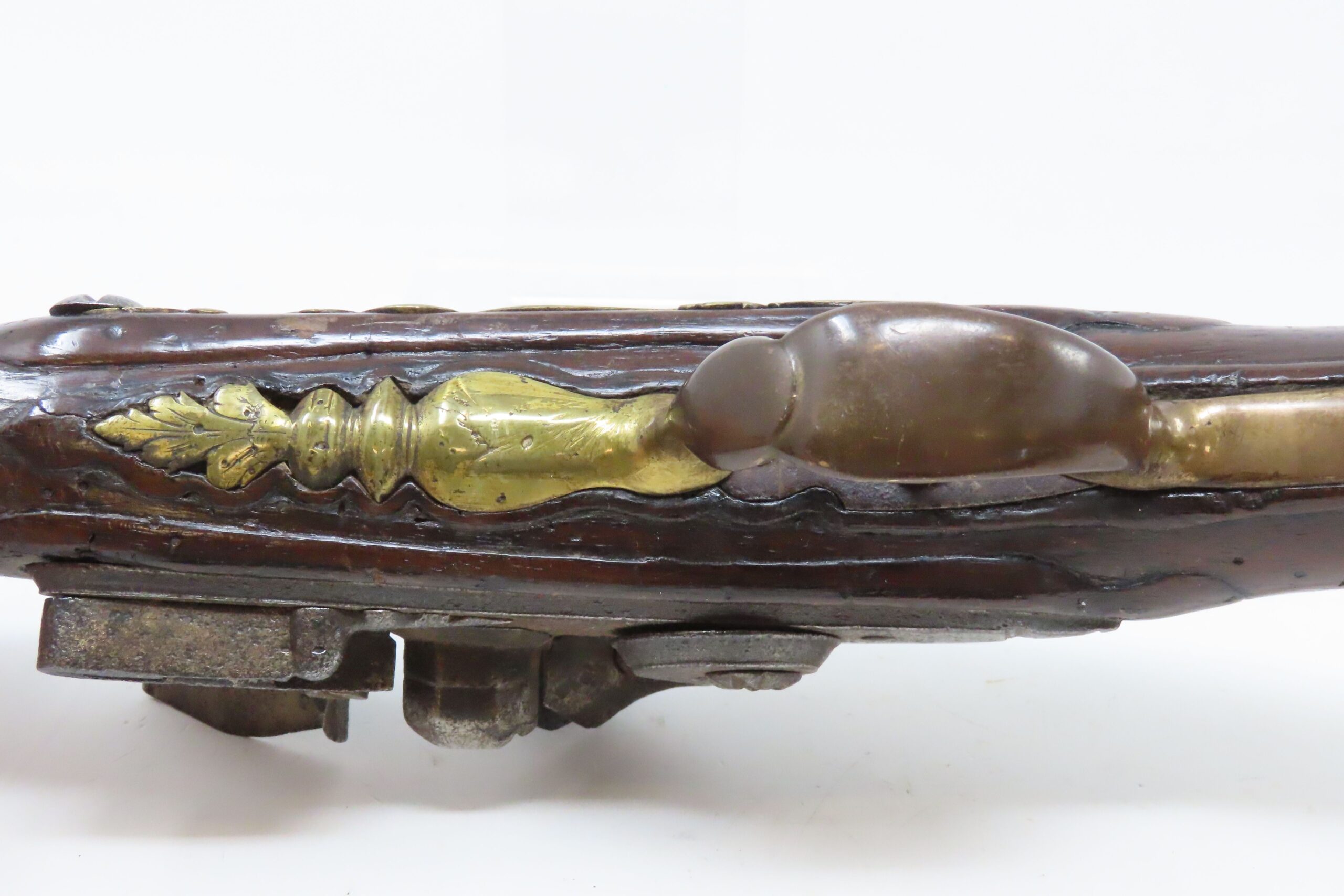 18th Century GERMANIC FLINTLOCK Belt Pistol 65 Caliber Antique Carved ...