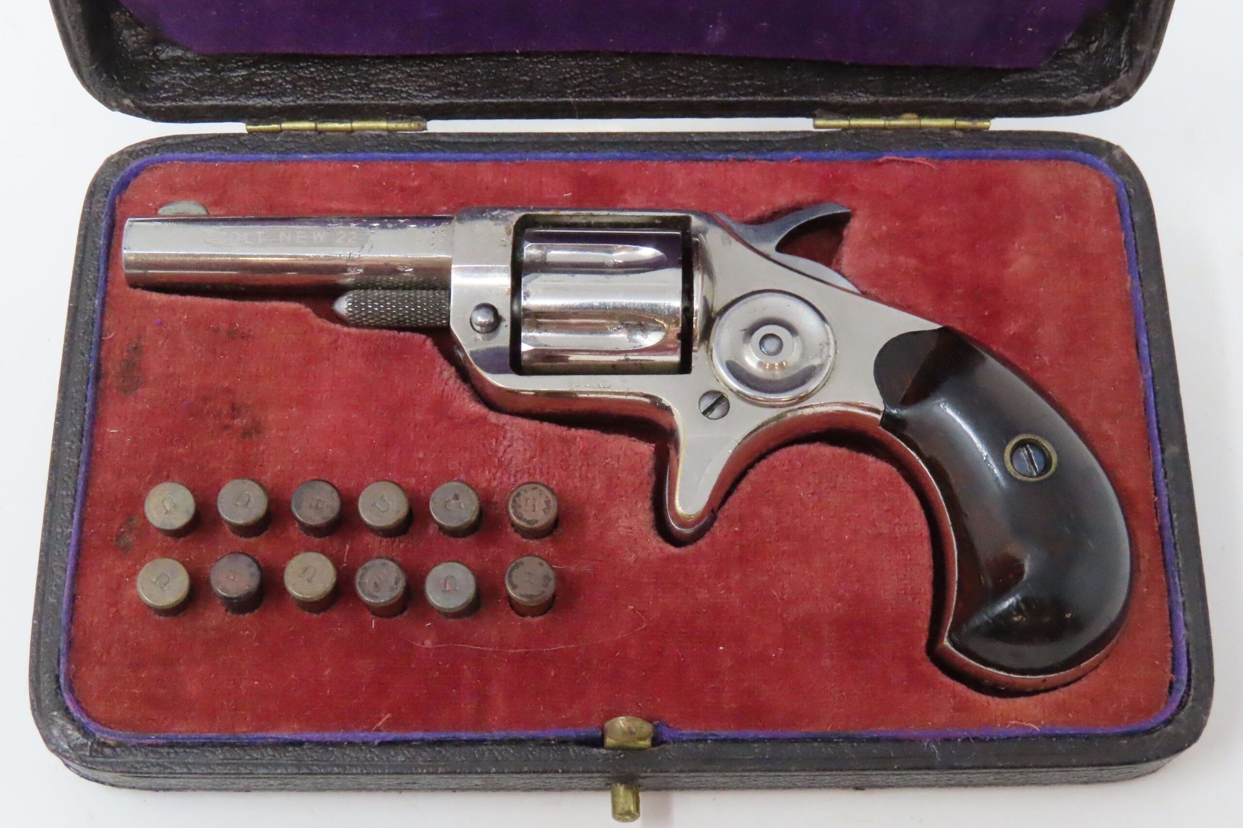 CASED 7-Shot COLT NEW LINE .22 Short F.T. BAKER Fleet Street London ...